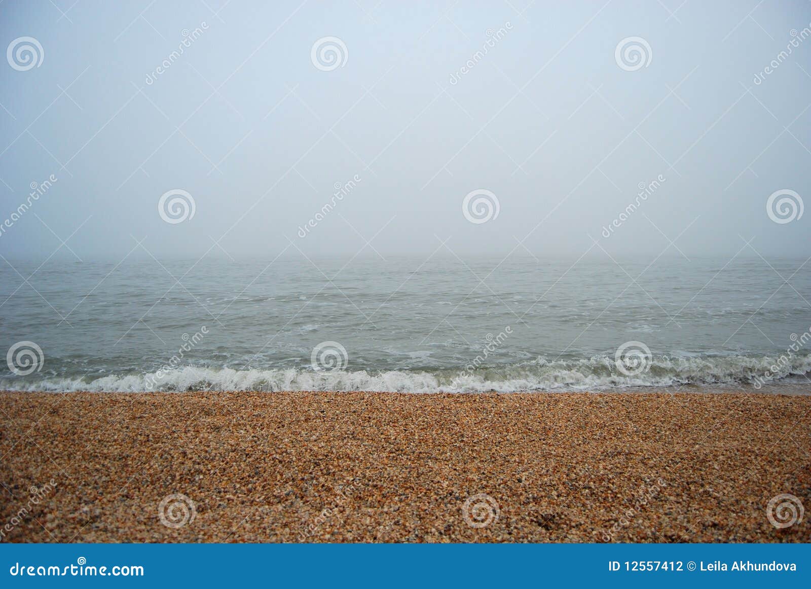 Sea beach in heavy fog stock photo. Image of shell, season - 12557412