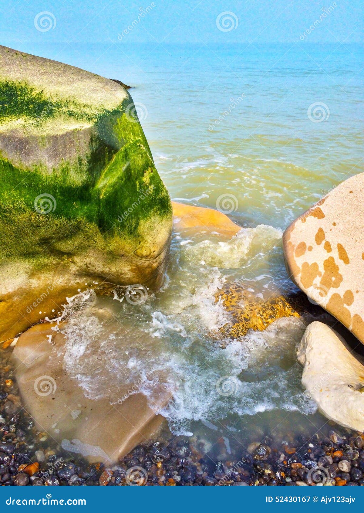 Sea and beach with rocks stock image. Image of coming - 52430167