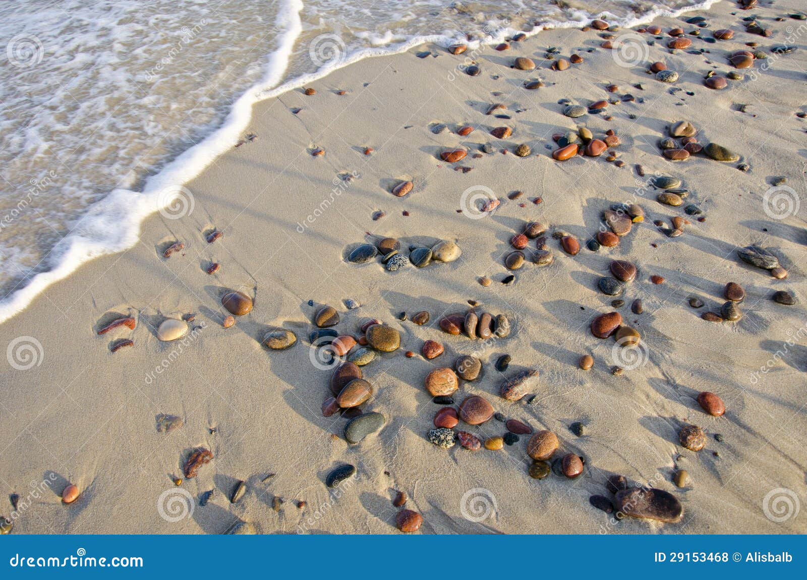 Sea Beach Sand and Wet Stones Stock Photo - Image of peace, beautiful ...