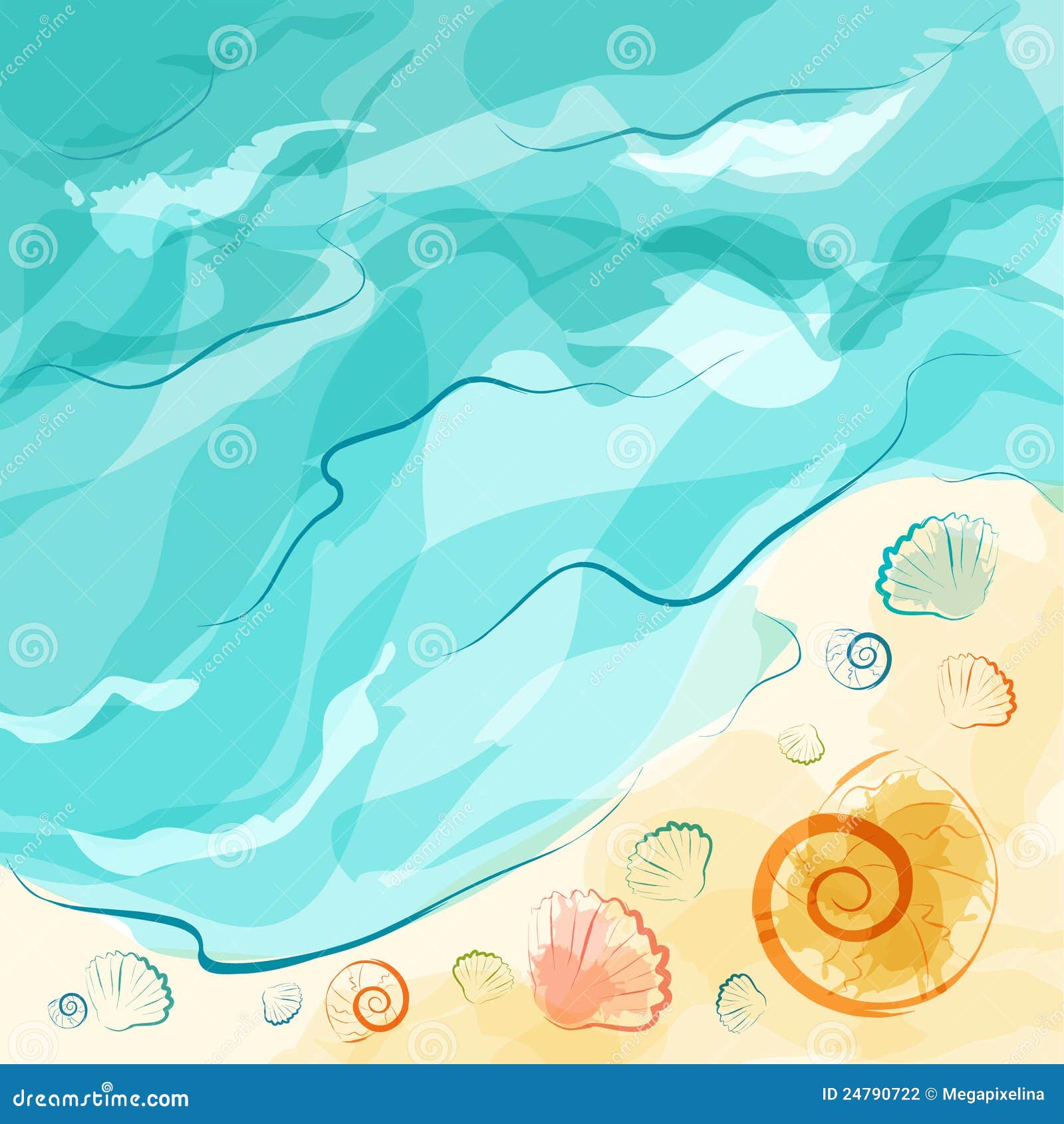 Sea Beach with Shells for Summer Design Stock Vector - Illustration of ...