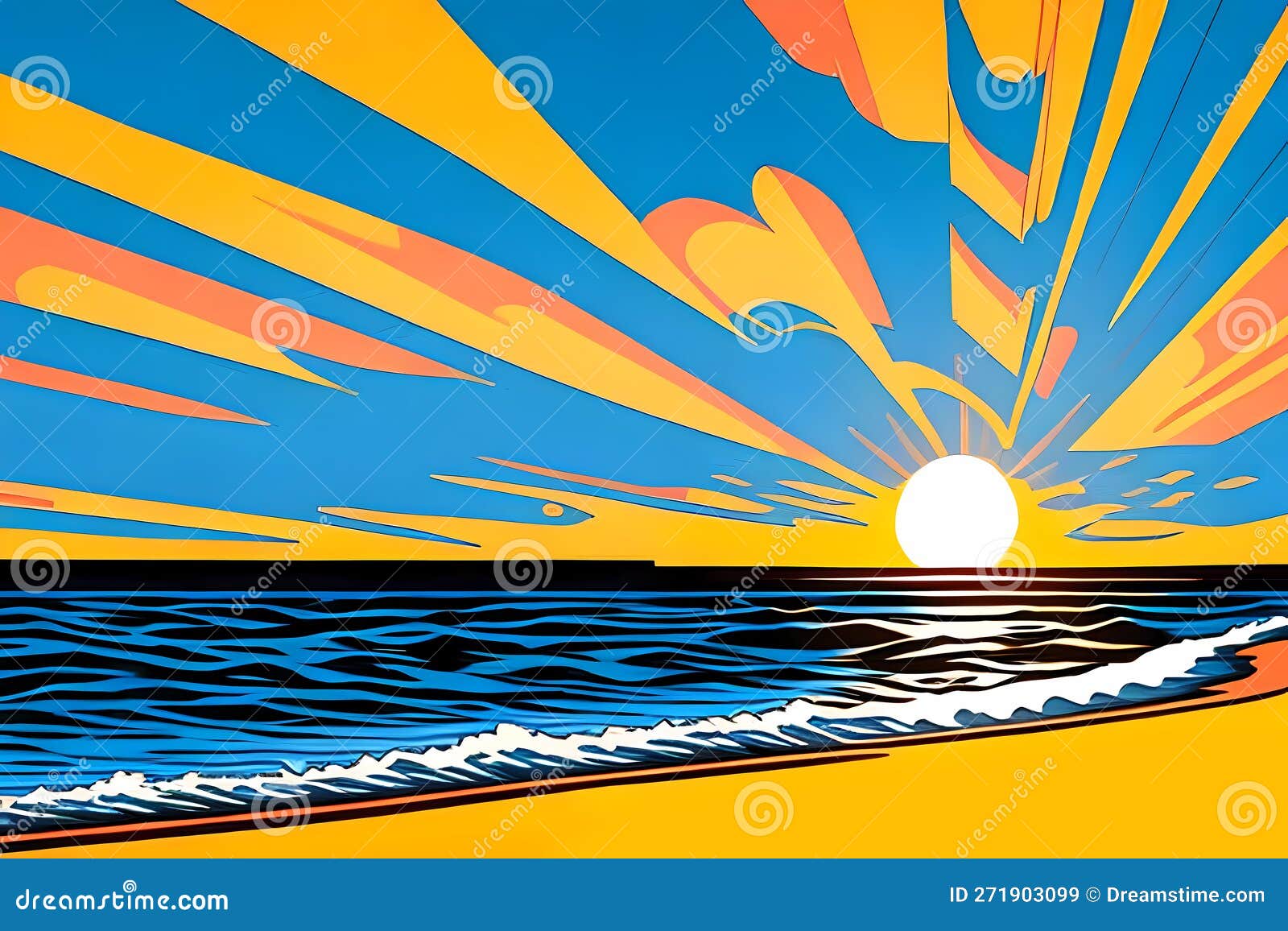 Sea beach at sunset stock illustration. Illustration of leisure - 271903099