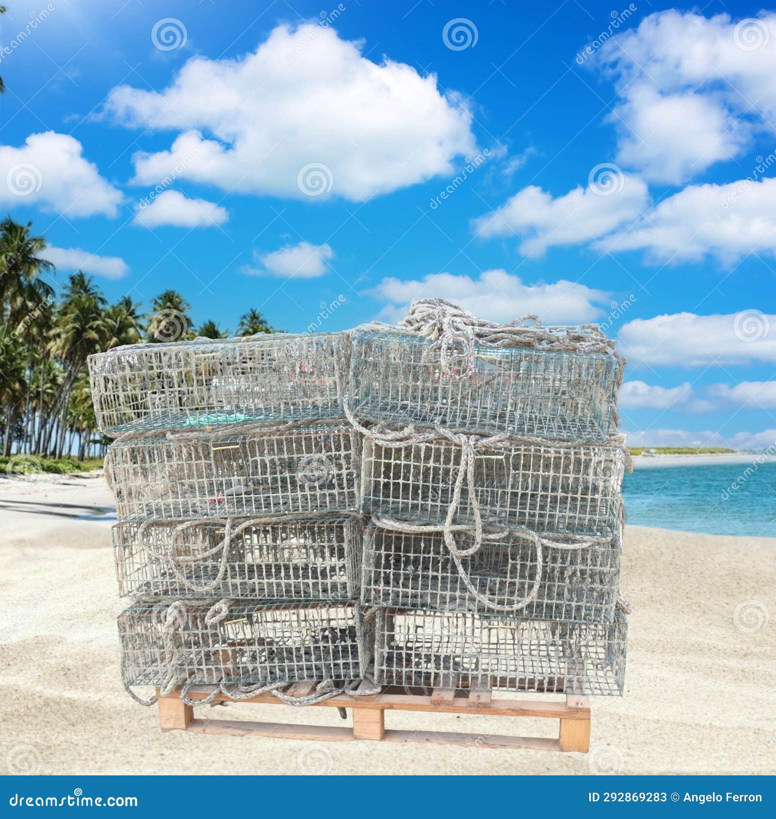 Sea Beach with Traps for Shellfish- Stock Image - Image of ocean, fish ...