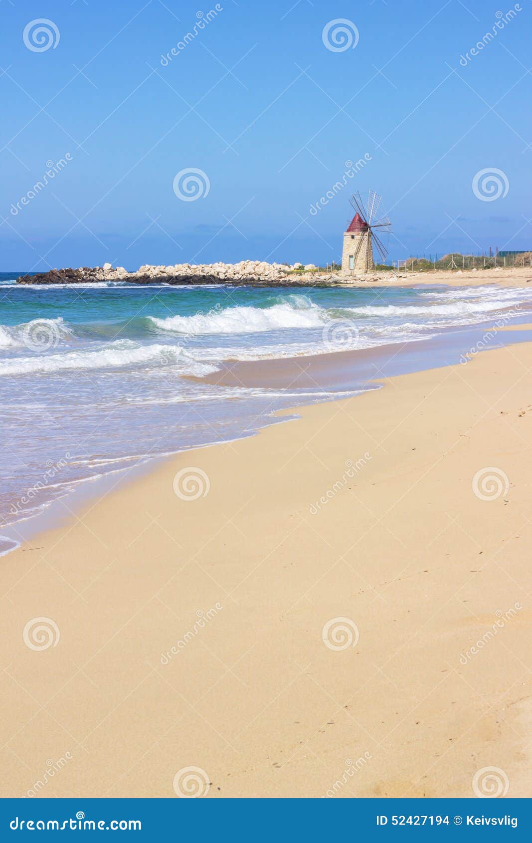 Sea beach windmill stock photo. Image of vacation, beach - 52427194