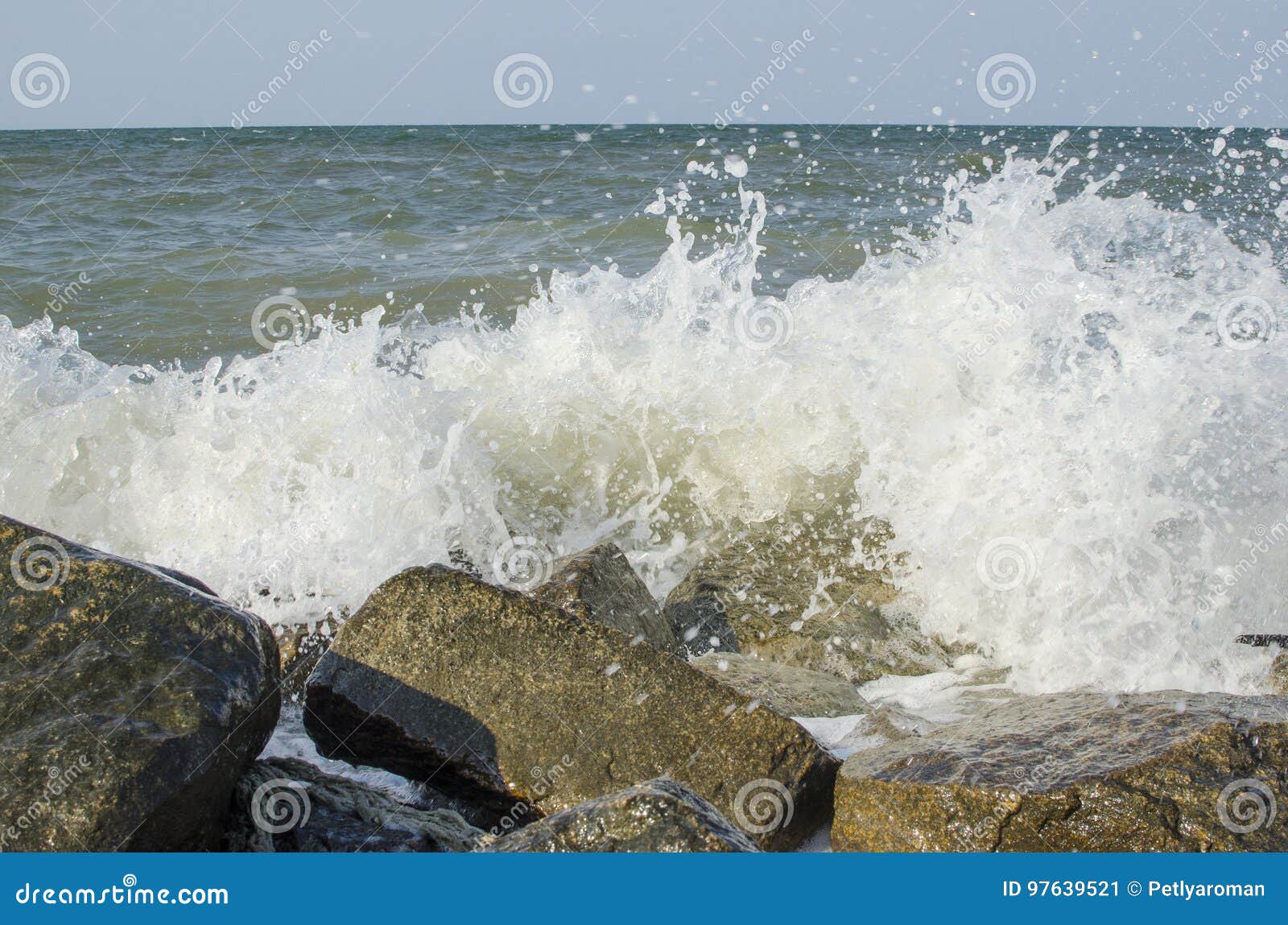 The Sea with Big Rocks on the Shore Stock Image - Image of rock ...