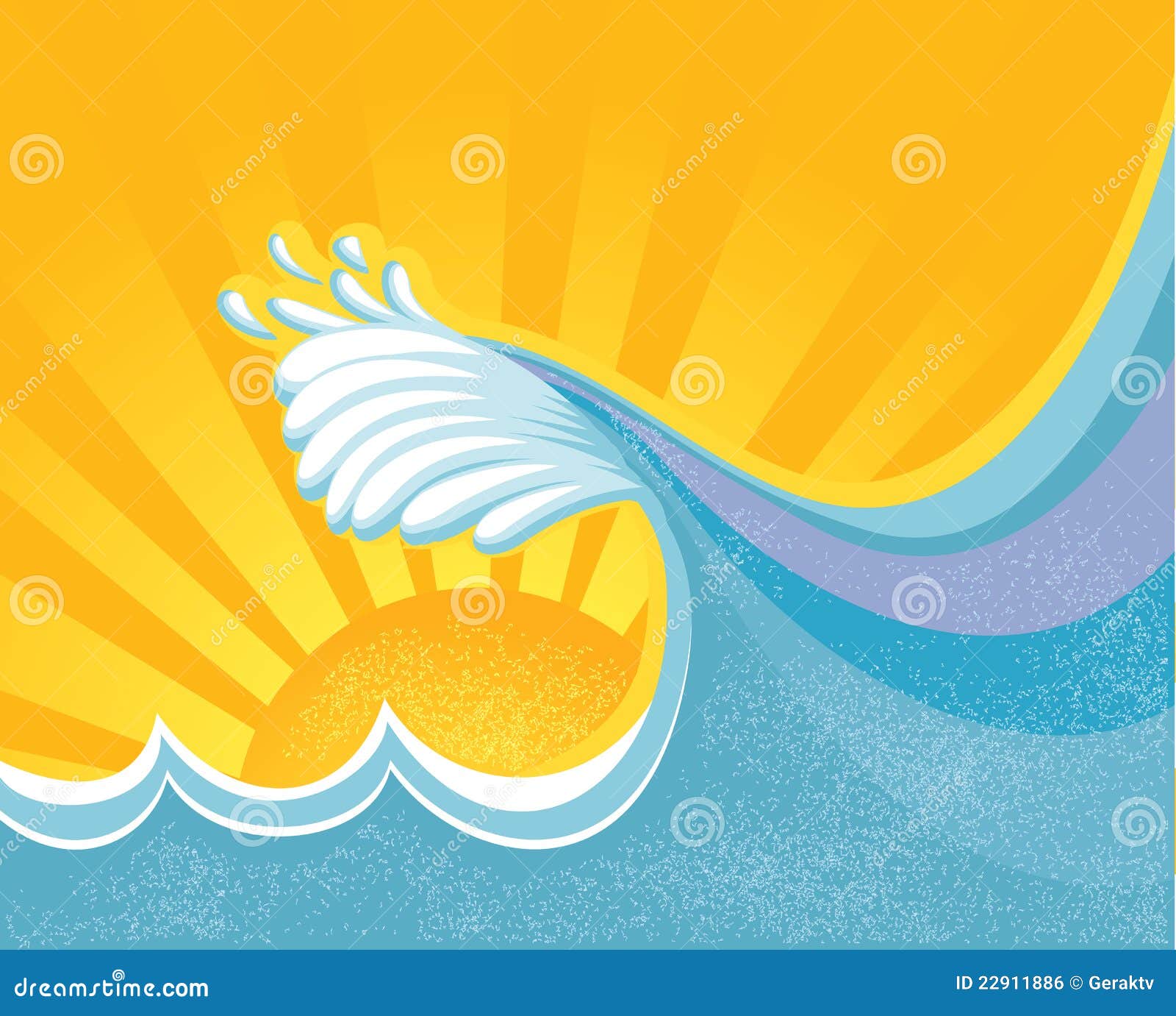 Sea big wave. stock vector. Illustration of stream, painting - 22911886