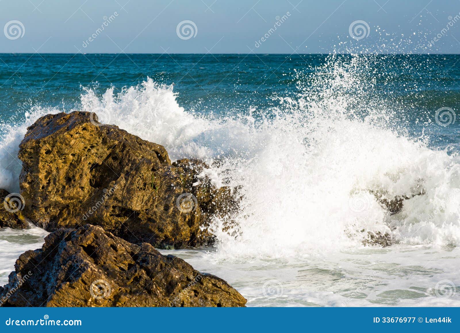 Sea, Big Wave and Splashes Over the Stones Stock Image - Image of sunny ...