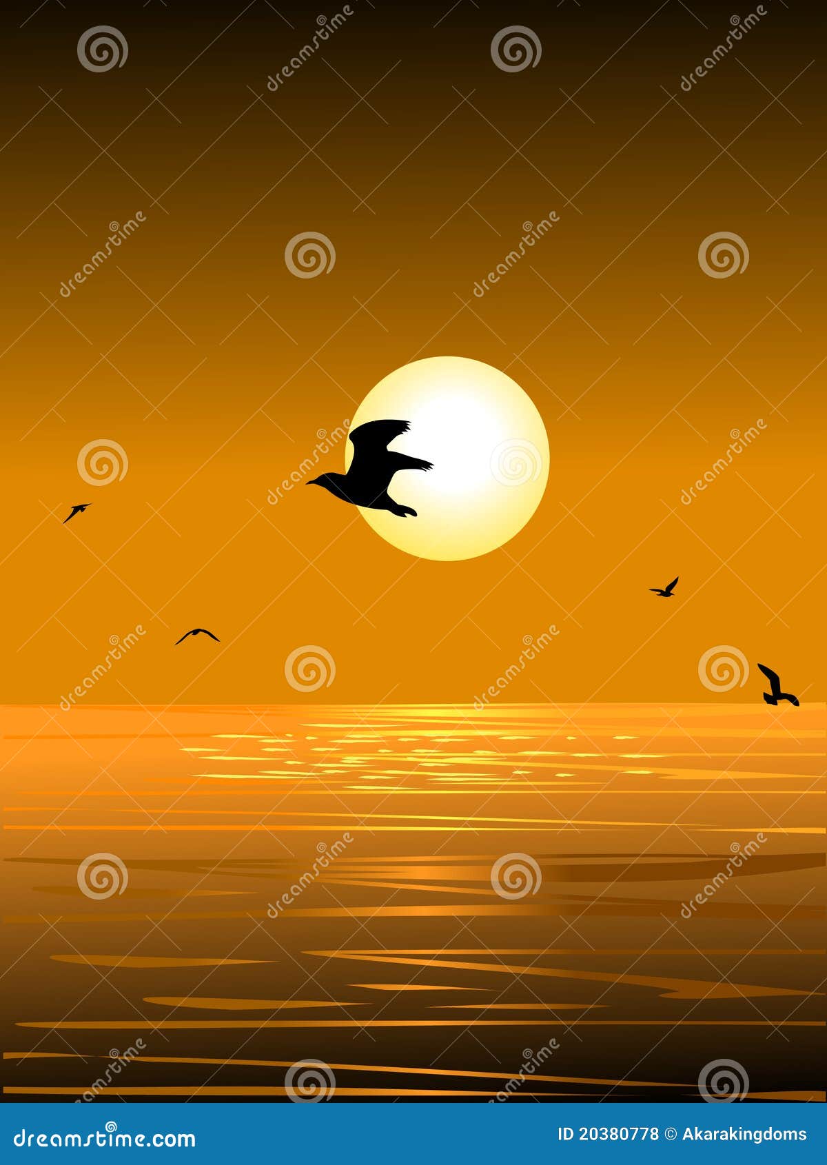 Sea bird and sunset stock vector. Illustration of reflection - 20380778