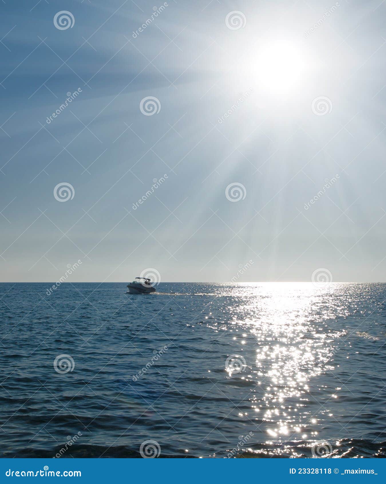 Sea boat and sun stock photo. Image of vehicle, destinations - 23328118