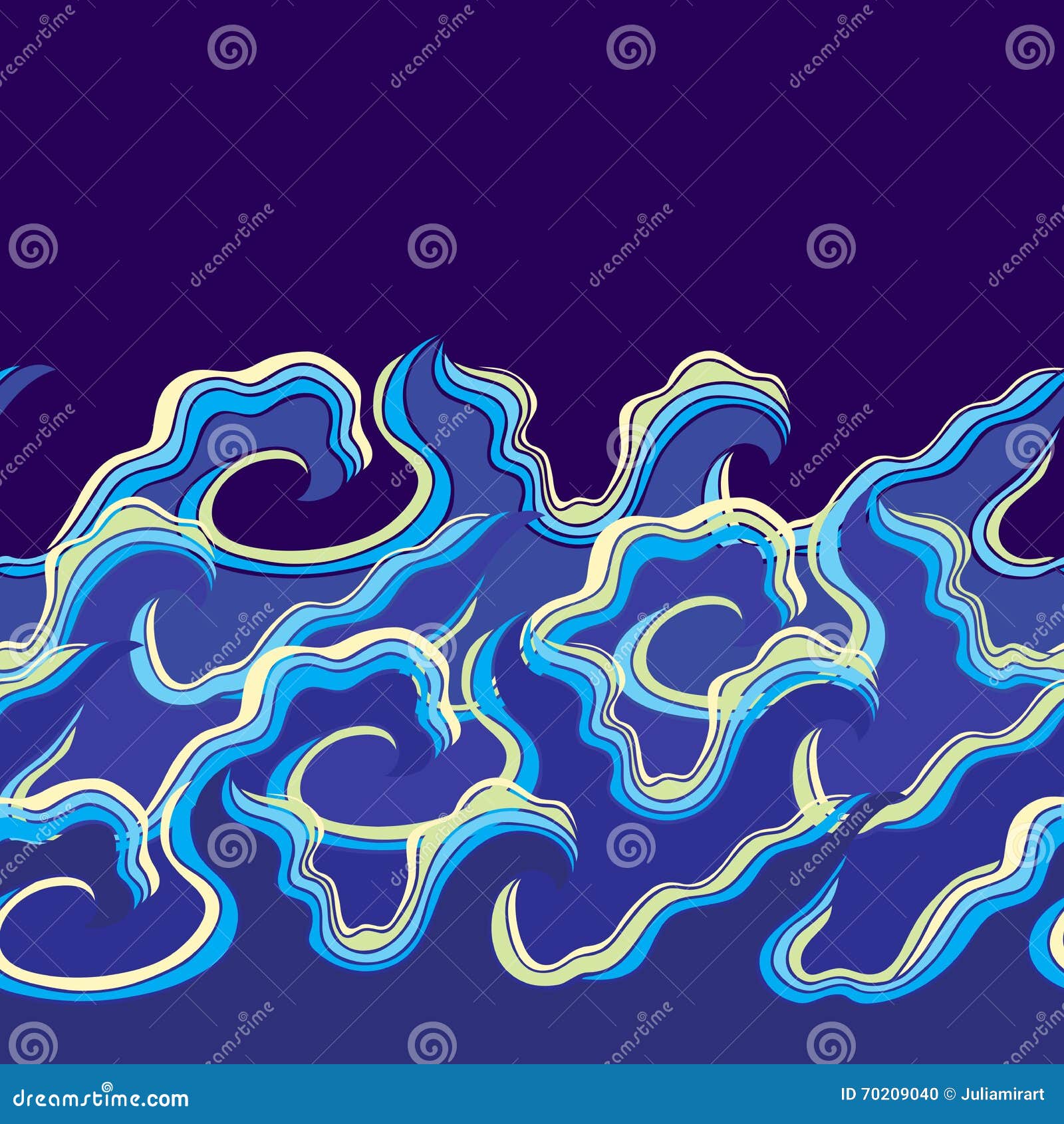 Sea Border Blue Dark 2 stock vector. Illustration of decorative - 70209040