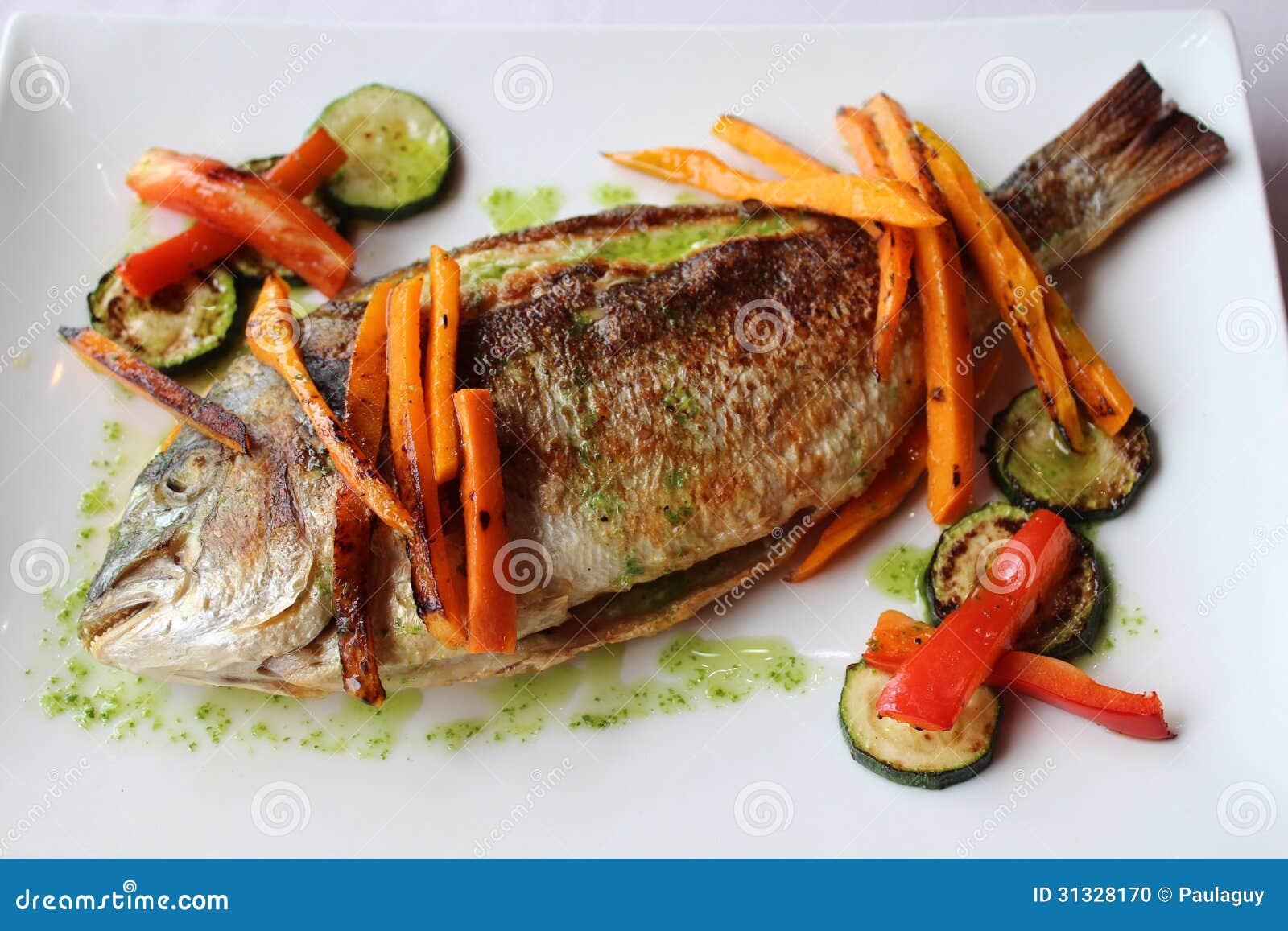 Sea Bream stock photo. Image of olive, lunch, roasted - 31328170