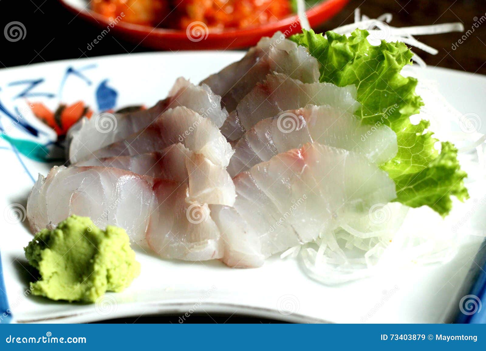 Red Sea Bream Sashimi, Fresh Madai Fish Sliced By Japanese Chef Stock ...