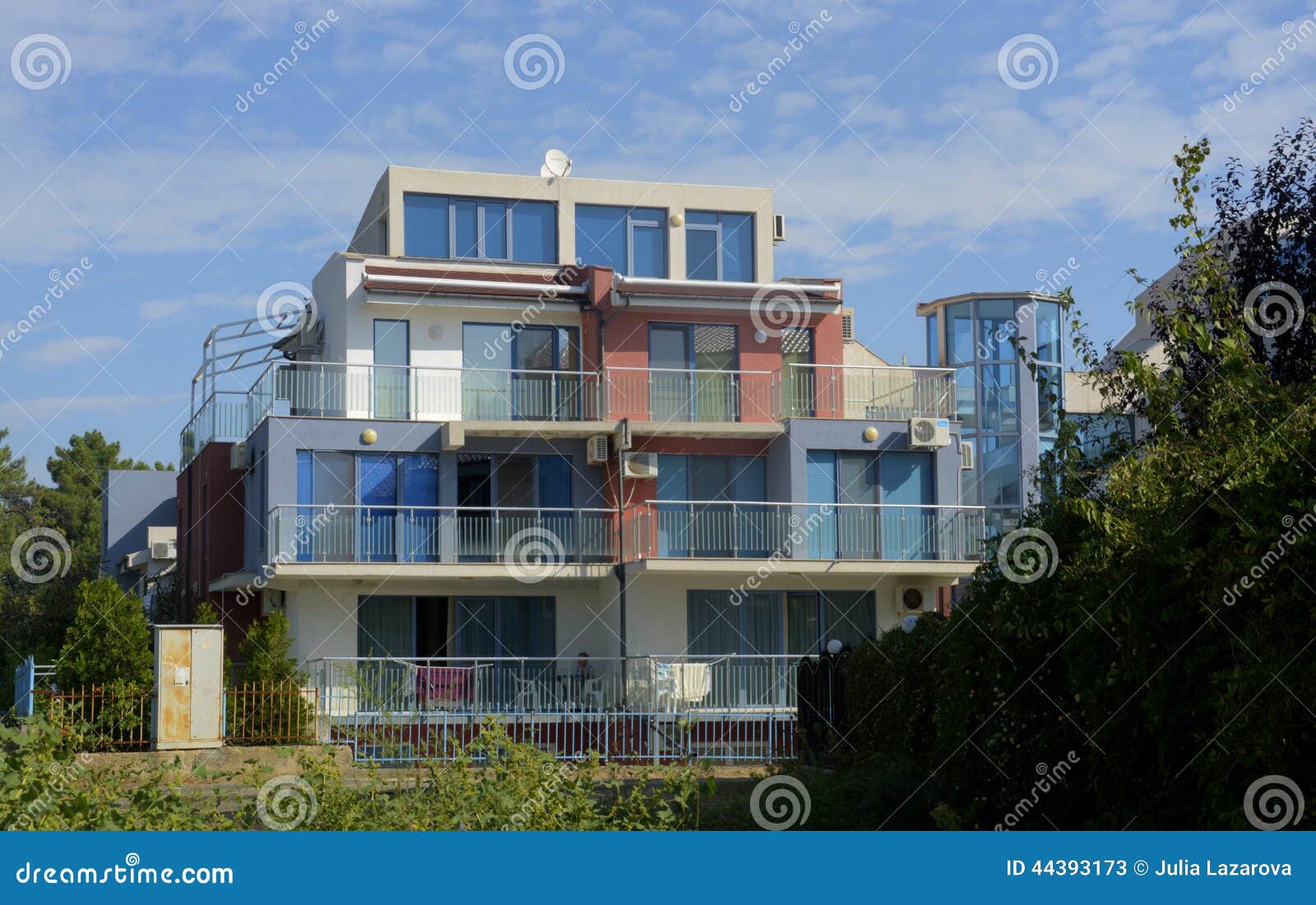 Sea, Building and Village on Coast Stock Image - Image of group, beach ...