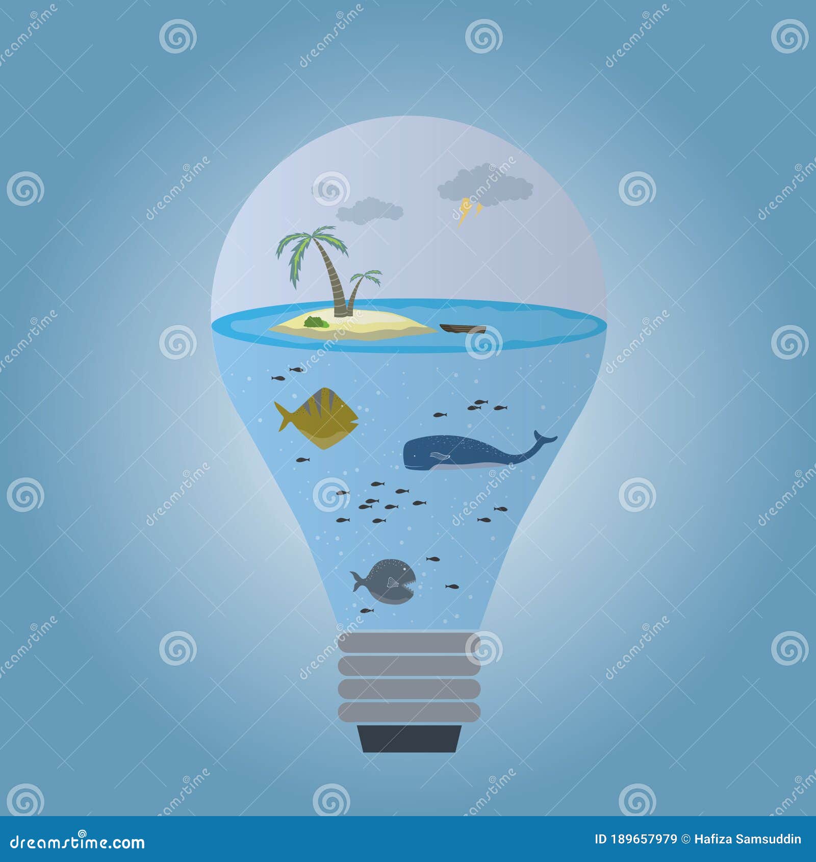 Sea in a Bulb. Vector Illustration Decorative Design Stock Vector ...