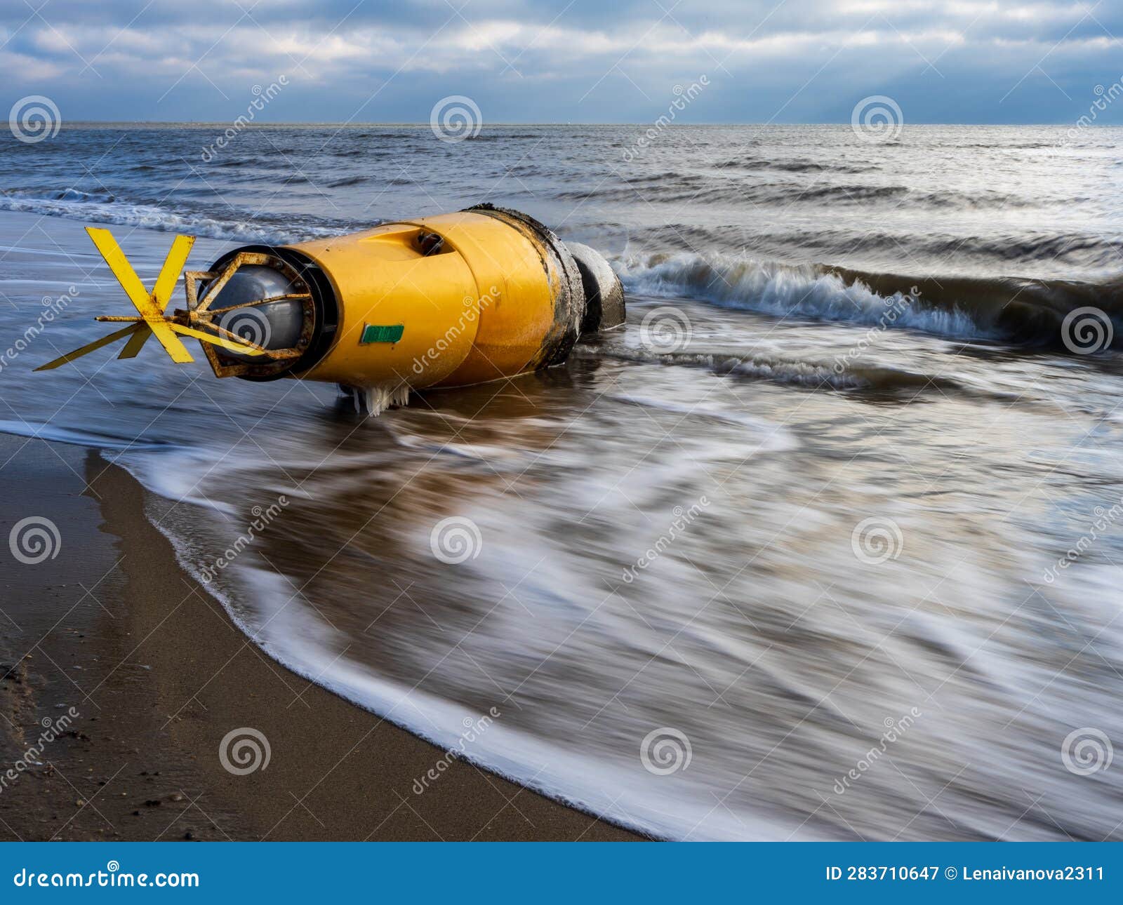 Sea Buoy Washed Ashore after a Storm Stock Image - Image of nature ...