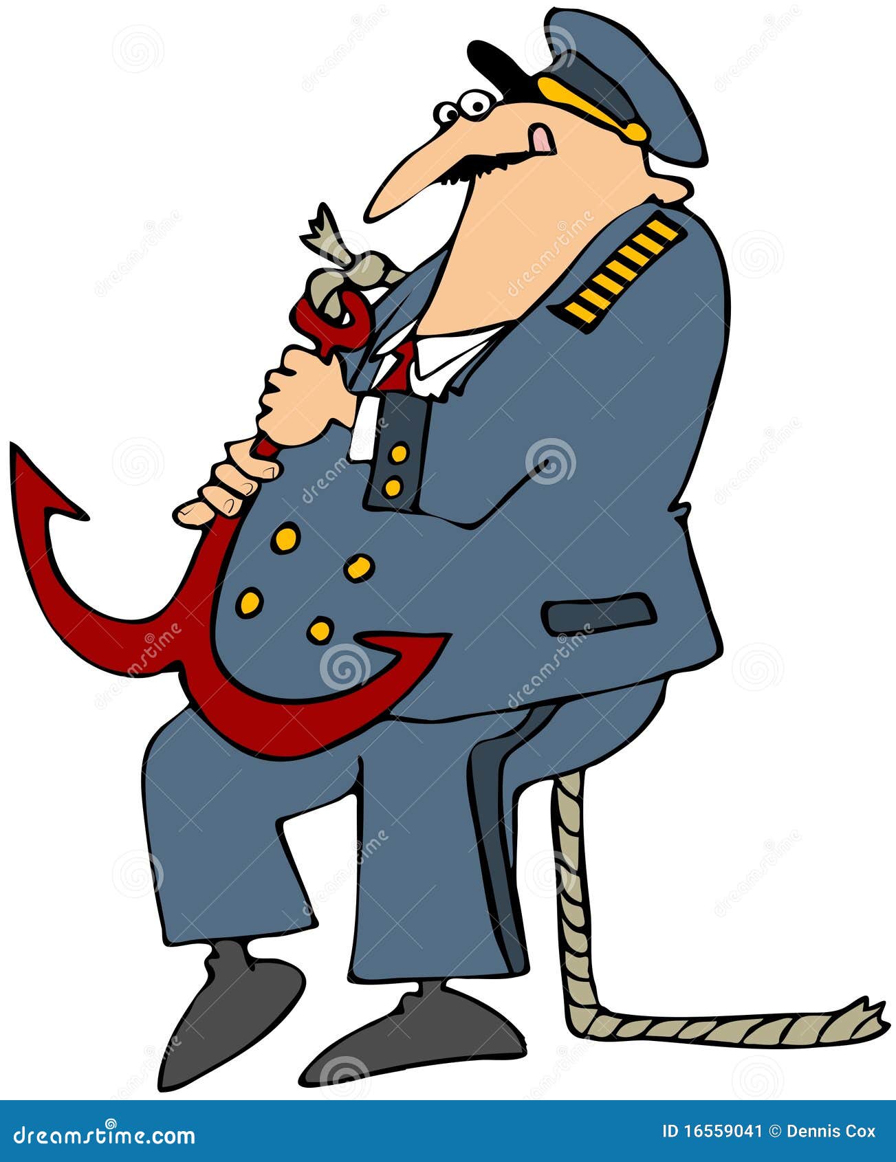 Sea Captain Carrying an Anchor Stock Illustration - Illustration of ...