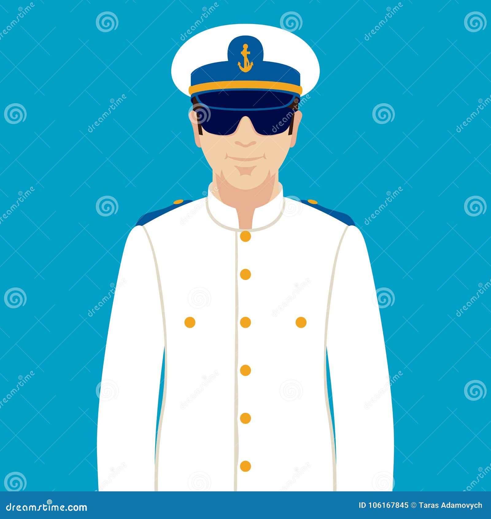 Sea Captain in the Form Vector Illustration Flat Style Front Stock ...