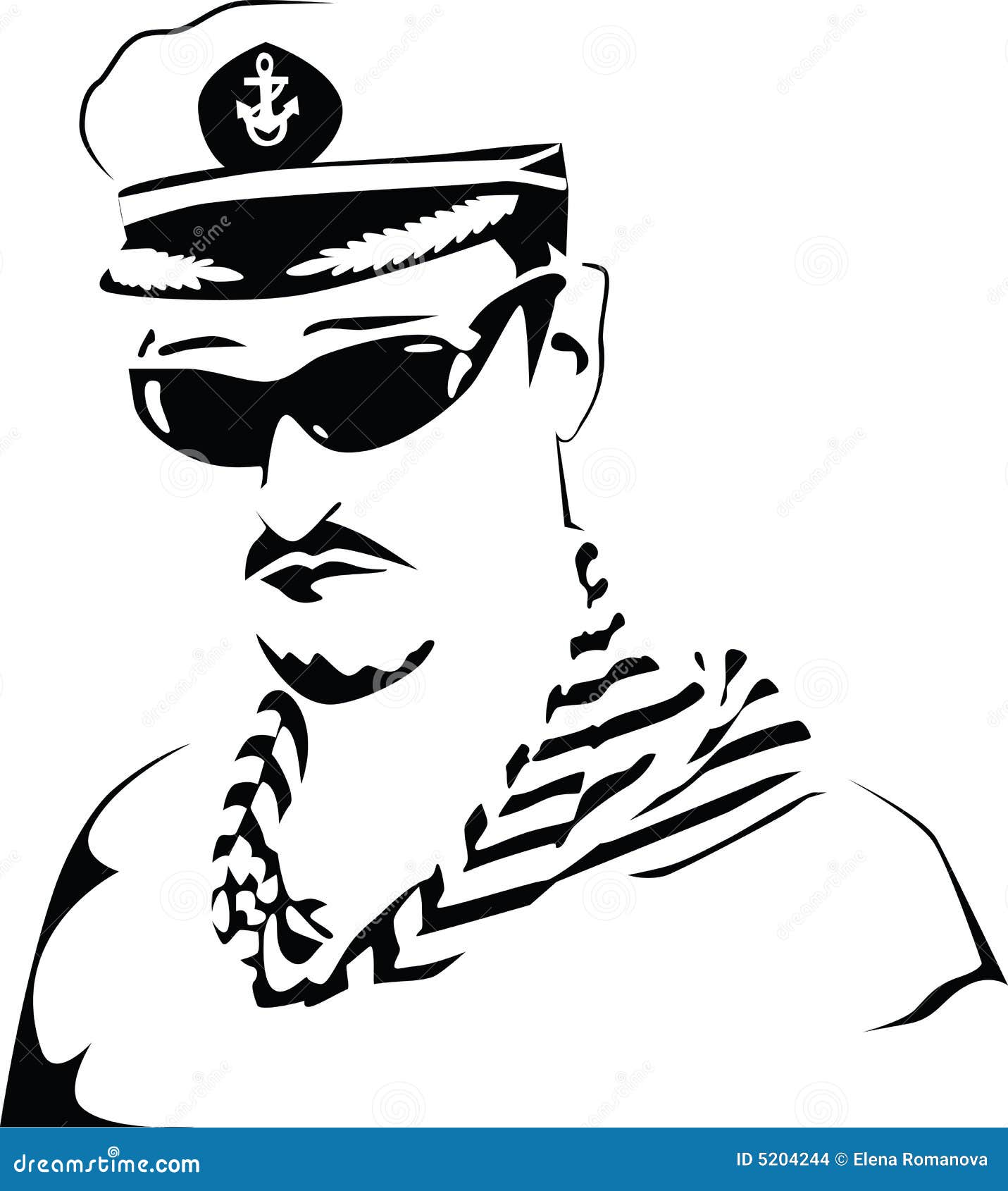 Sea captain. Vector. stock vector. Illustration of soldier - 5204244