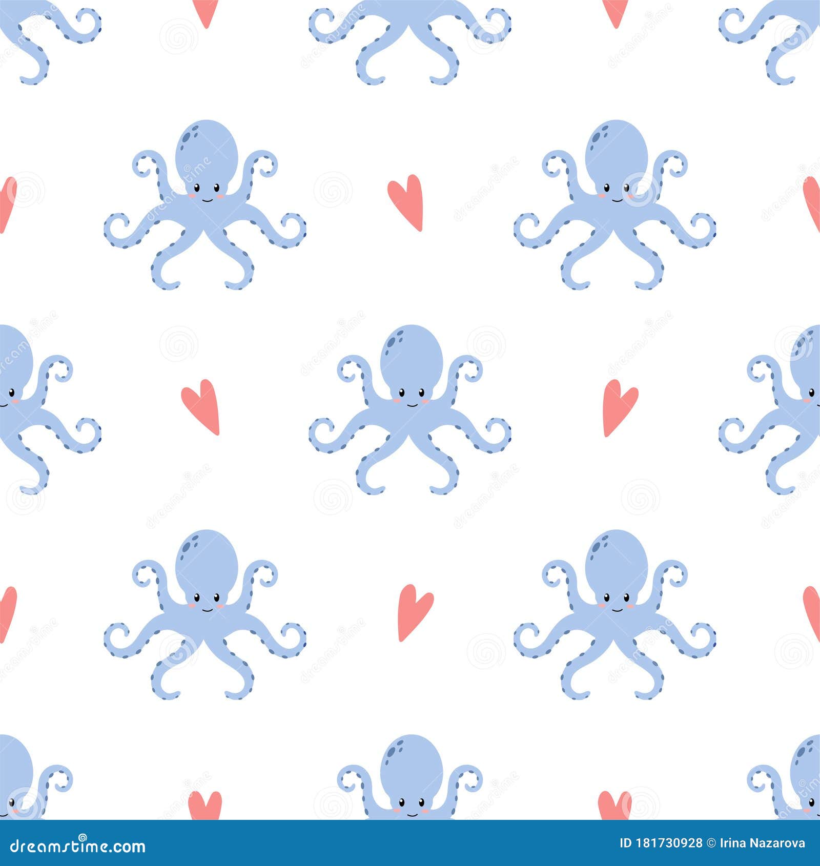 Cute Cartoon Octopus and Heart Stock Vector - Illustration of ...