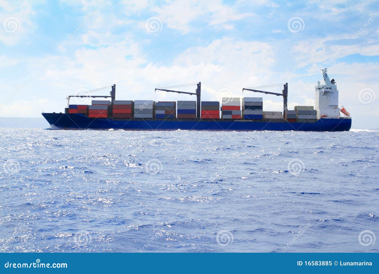 Sea Cargo Merchant Ship Sailing Blue Ocean Stock Image - Image of ...