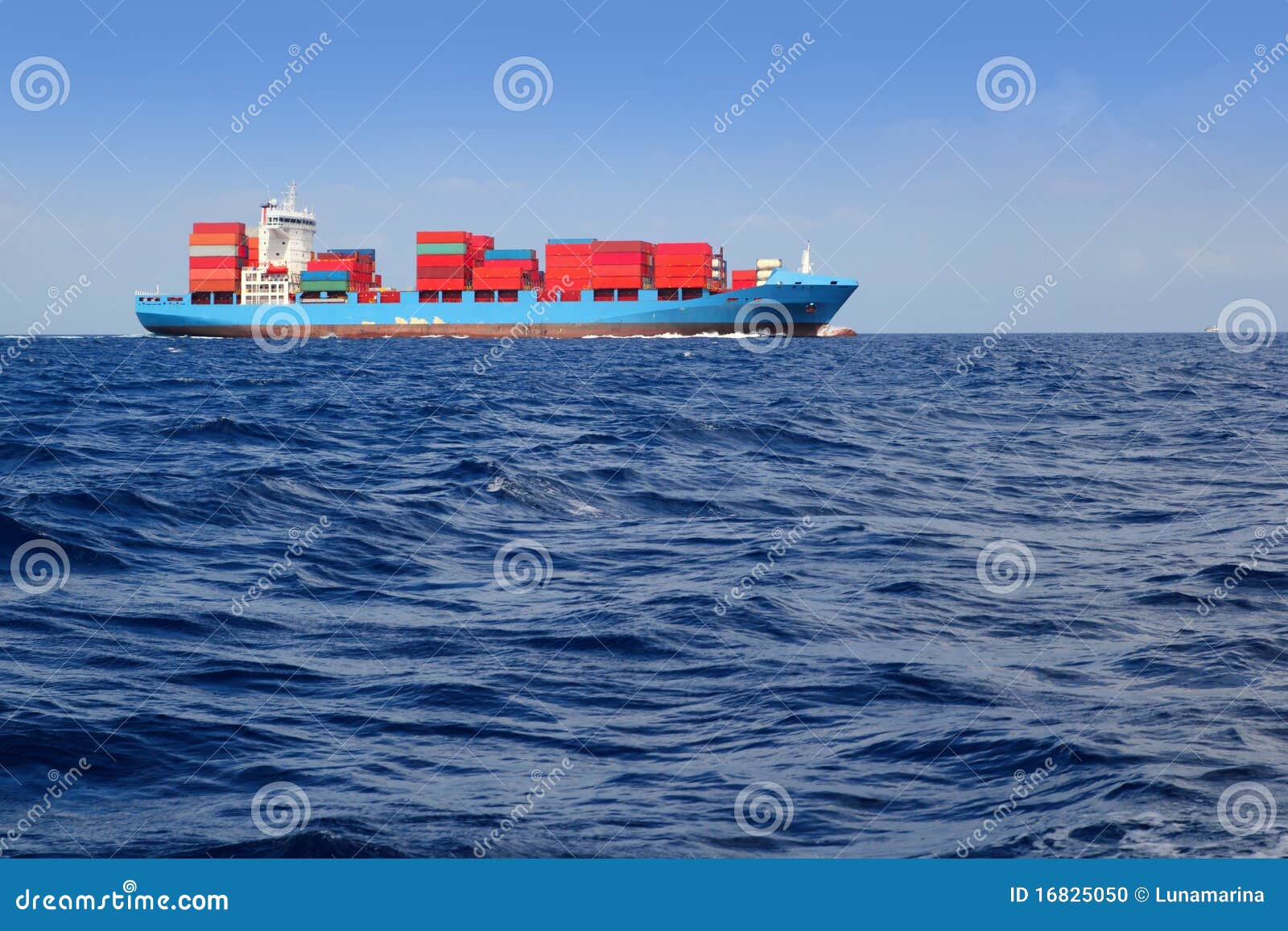 Sea Cargo Merchant Ship Sailing Blue Ocean Stock Photo - Image of ...