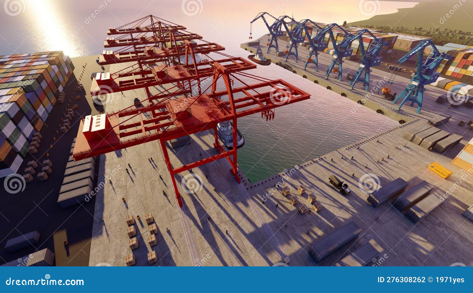 Sea cargo port stock illustration. Illustration of nautical - 276308262
