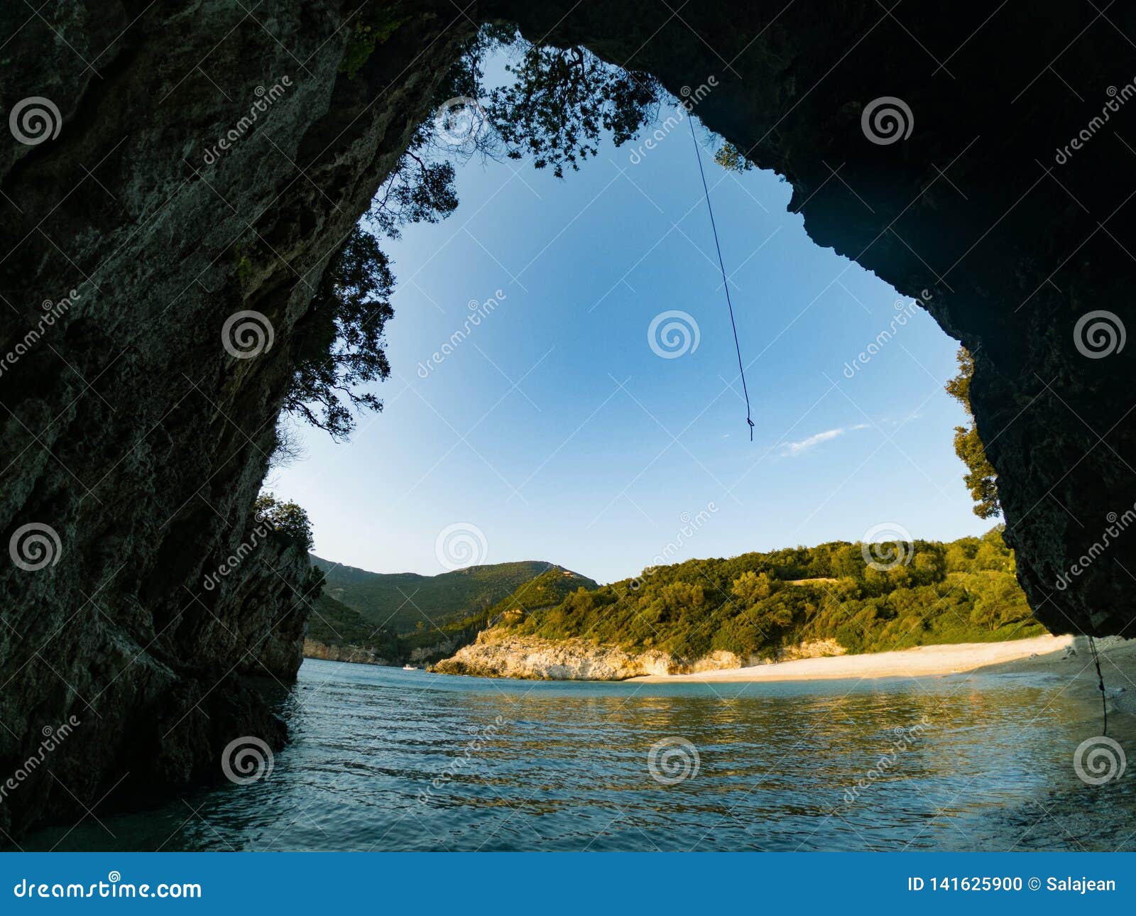 Sea cave in Corfu stock photo. Image of geology, beach - 141625900