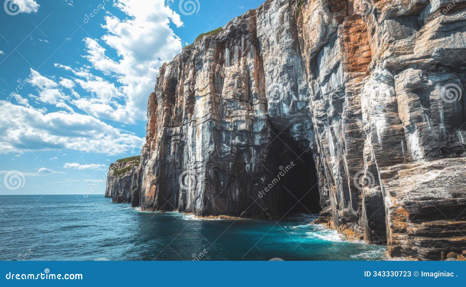 A Sea Cave Formed in a Coastal Cliff Face Stock Illustration ...