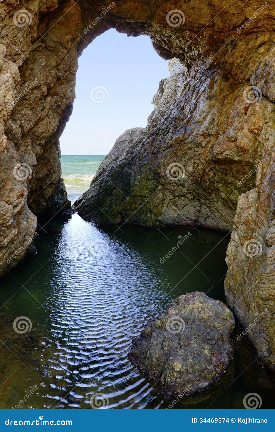 Sea & Cave stock photo. Image of alcove, rock, aperture - 34469574