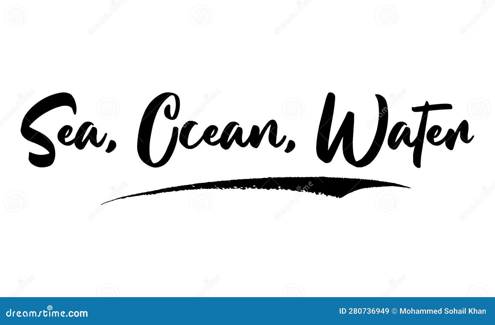 Sea, Ccean, Water Bold Text Typography Lettering Vector Design Quote ...