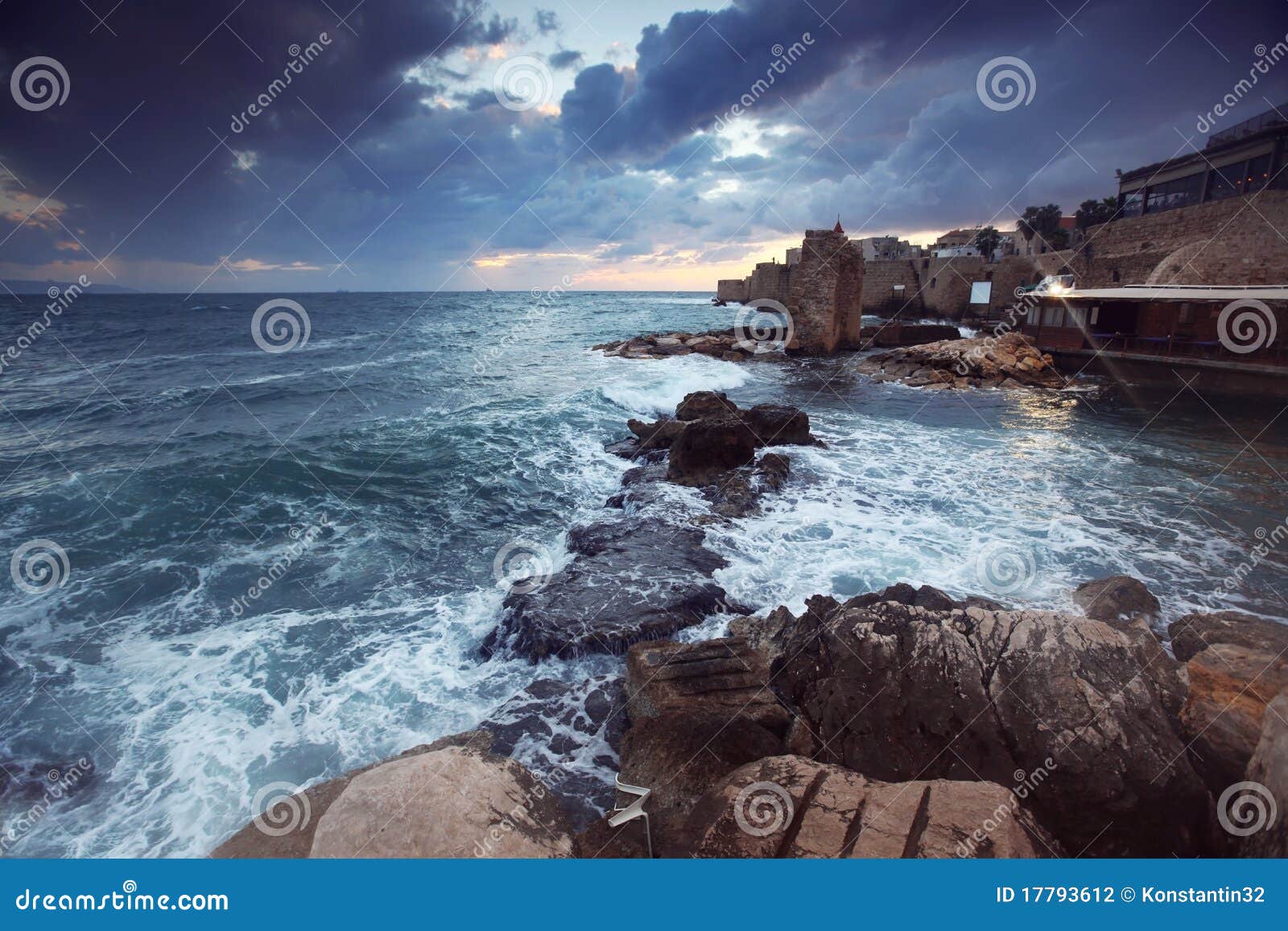 Sea at City of Acre in Western Galilee Stock Photo - Image of ...