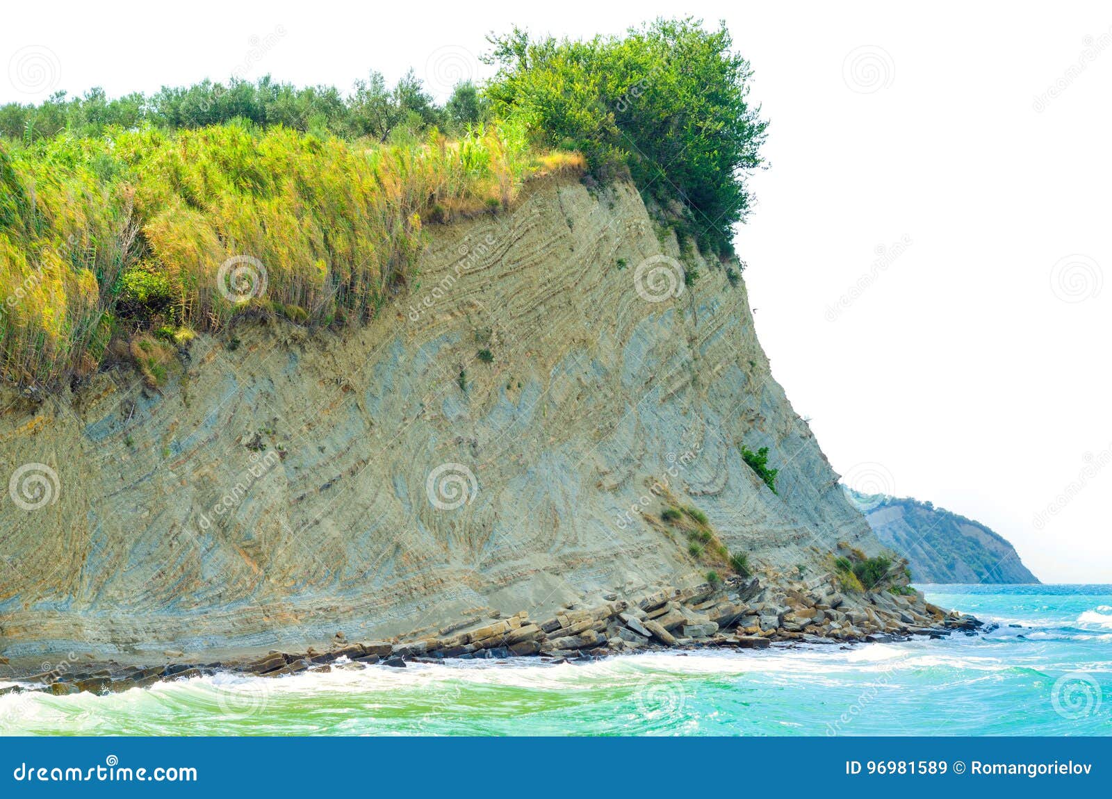 Sea cliff stock image. Image of mull, green, landscape - 96981589