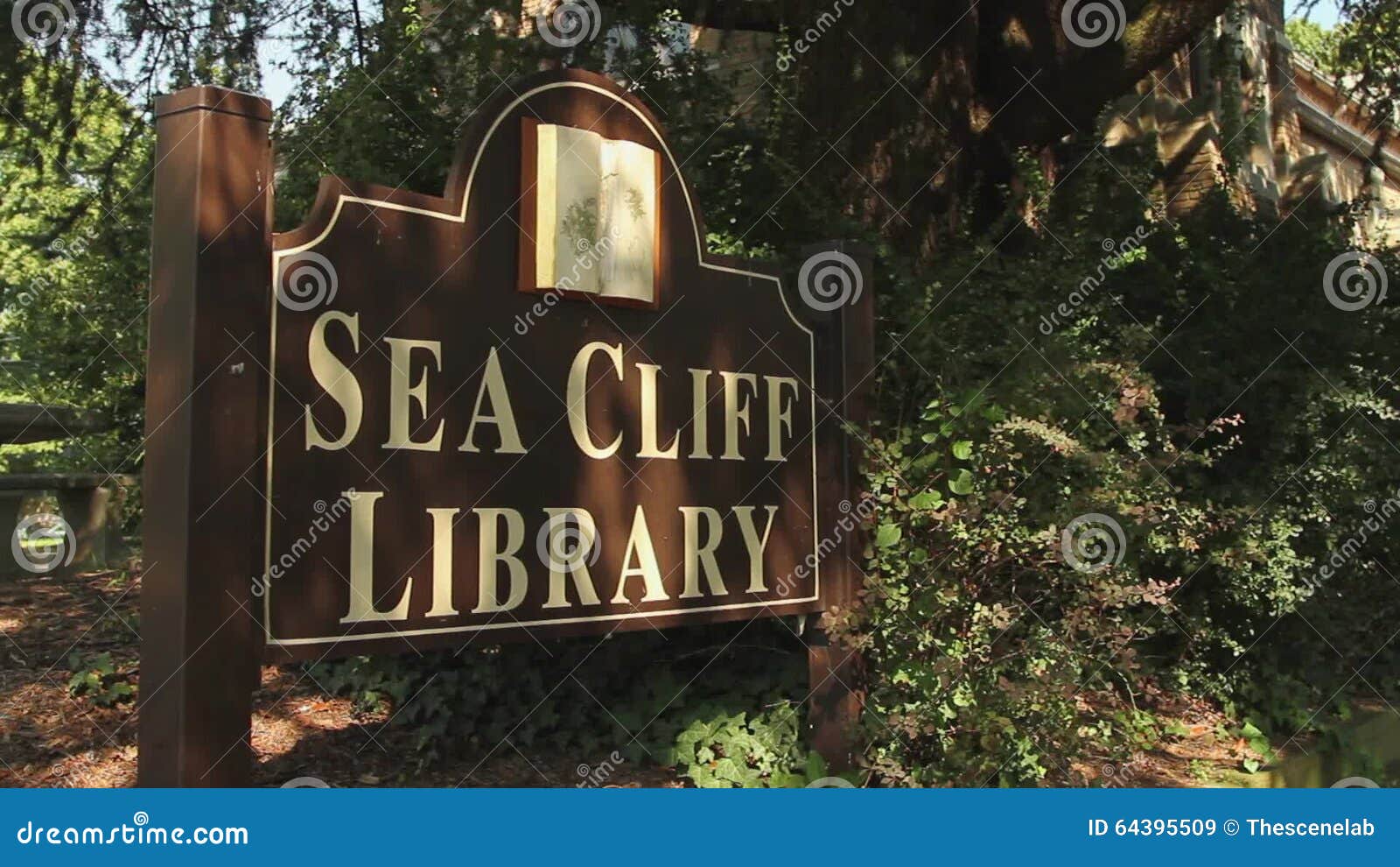 Sea Cliff Library sign stock video. Video of paper, children - 64395509