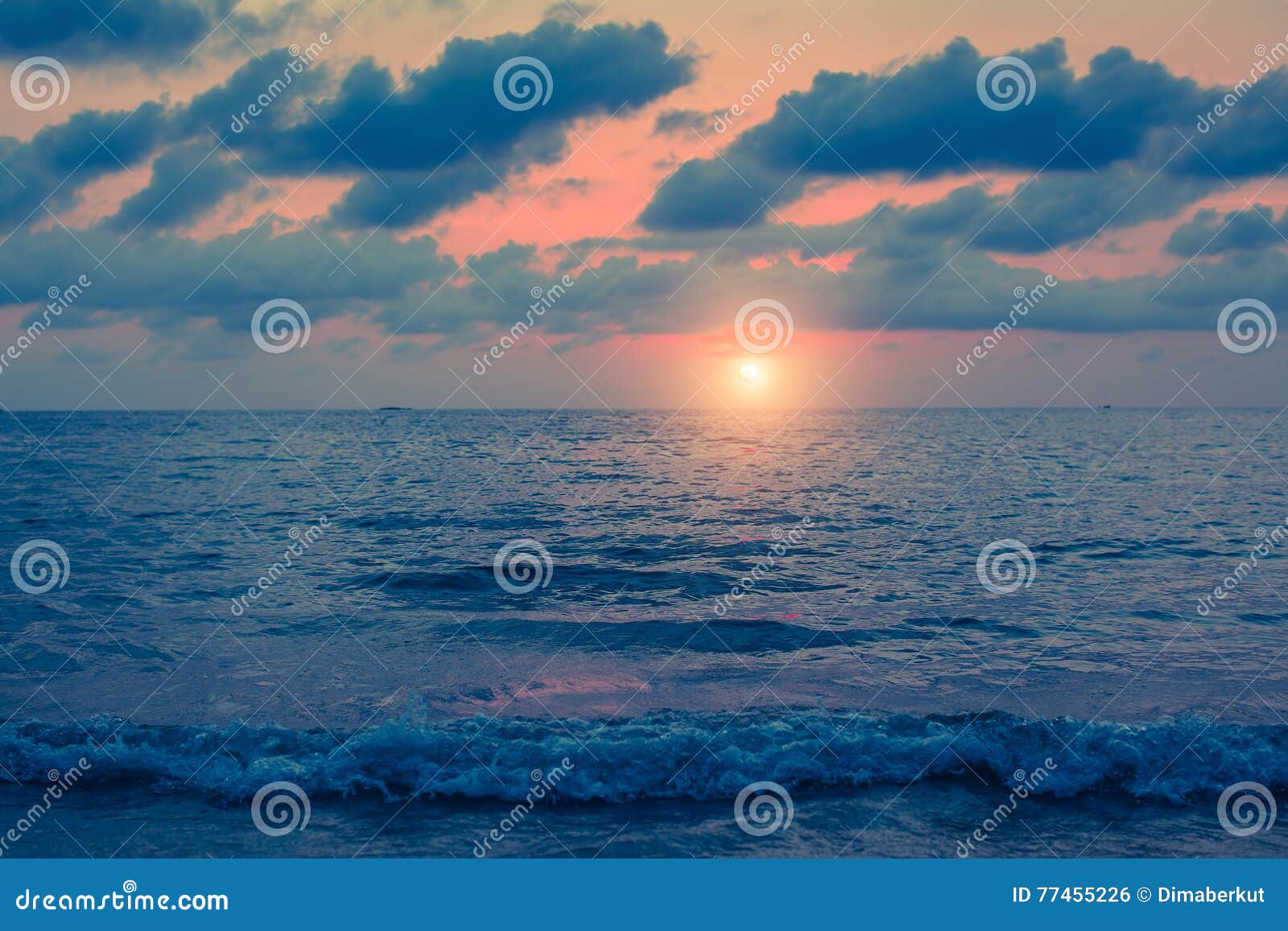 Sea in Cloudy Weather at Dusk. Nature. Stock Photo - Image of light ...