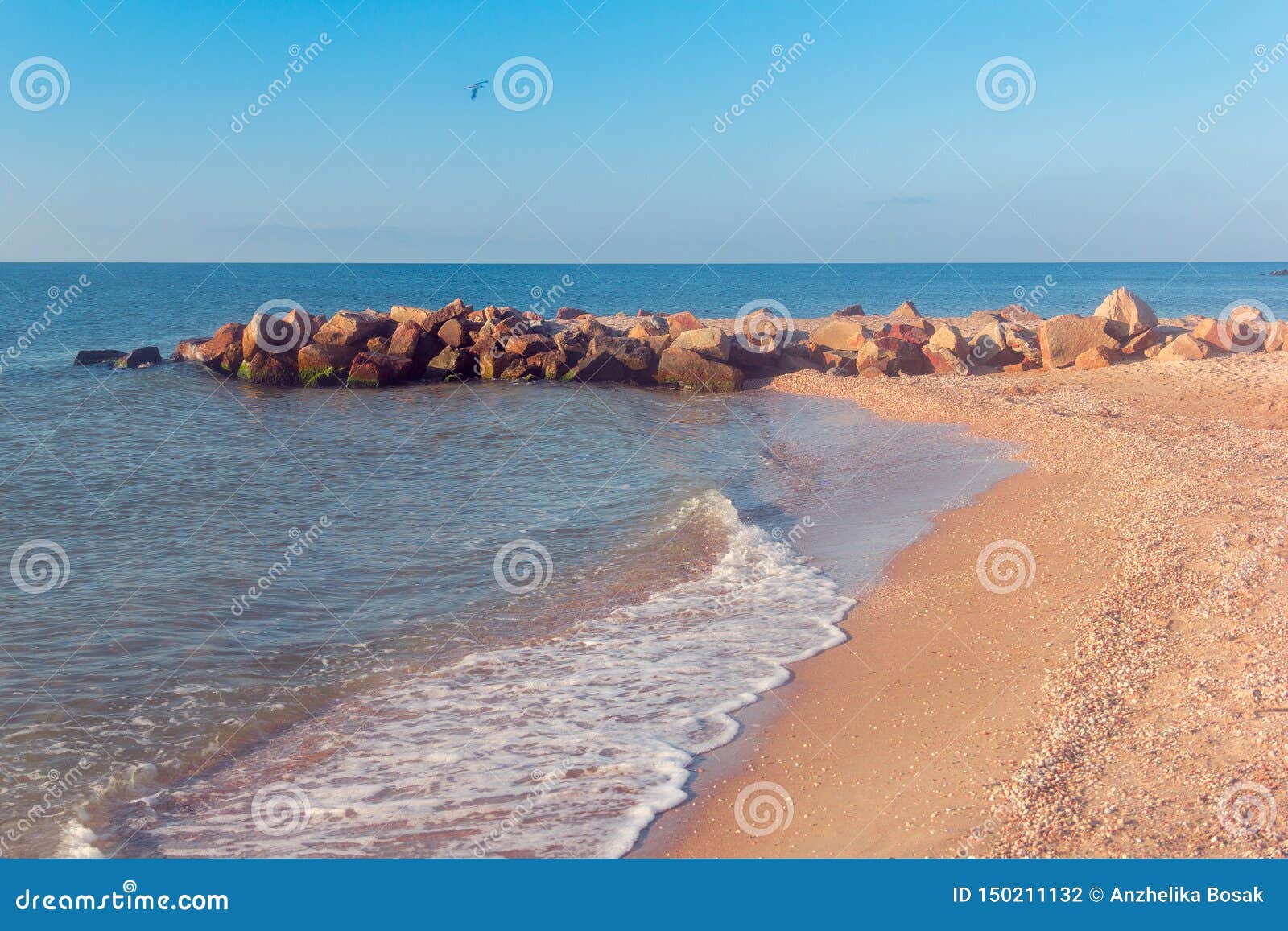 The Sea Coast with Cobble-stones on the Horizon Stock Photo - Image of ...