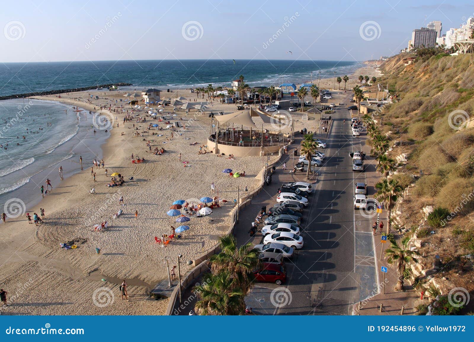 Sea Coast in Netanya, View from Elevator`s Bridge To the North ...
