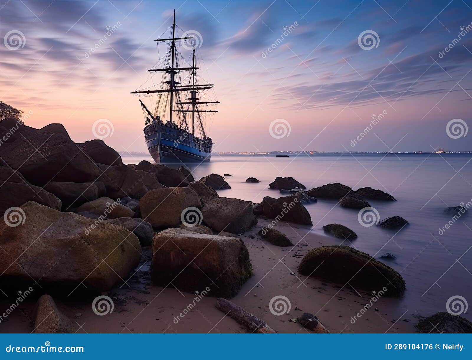 Sea coast with old ship stock photo. Image of landscape - 289104176