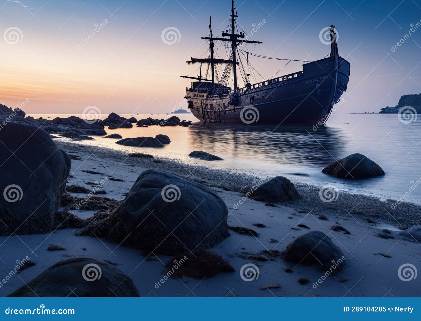 Sea coast with old ship stock image. Image of cloud - 289104205