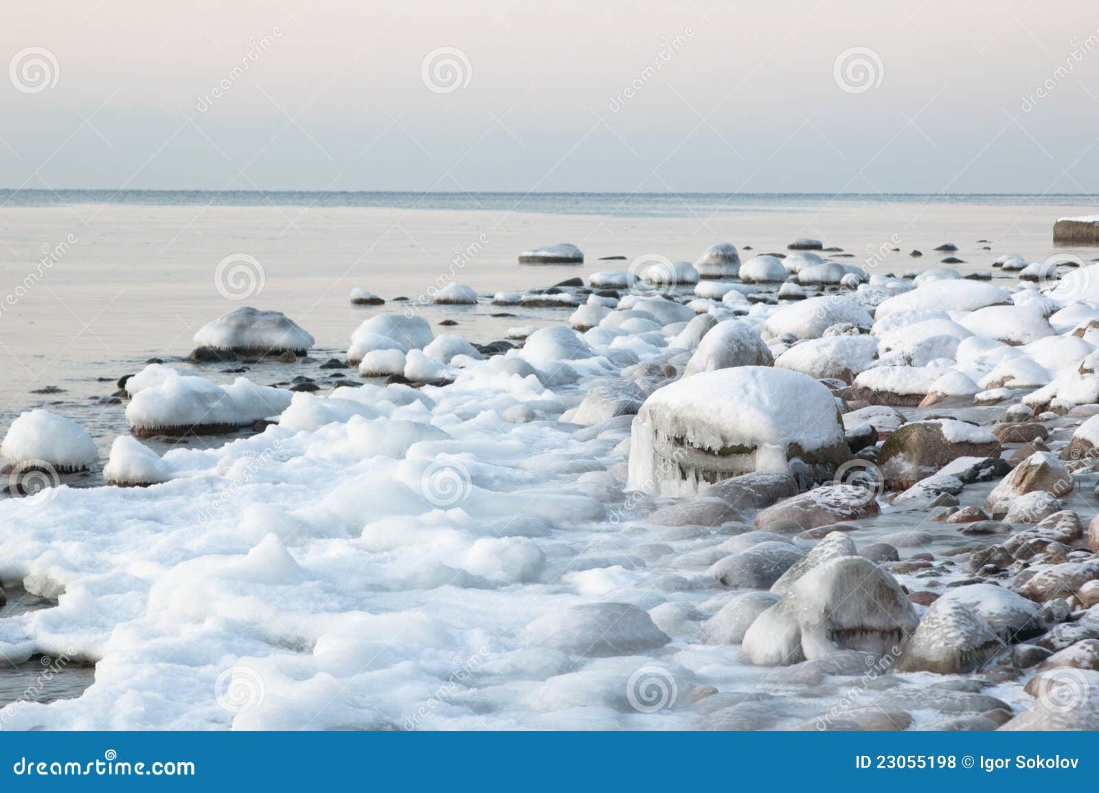 Sea coast in winter stock photo. Image of nature, beautiful - 23055198