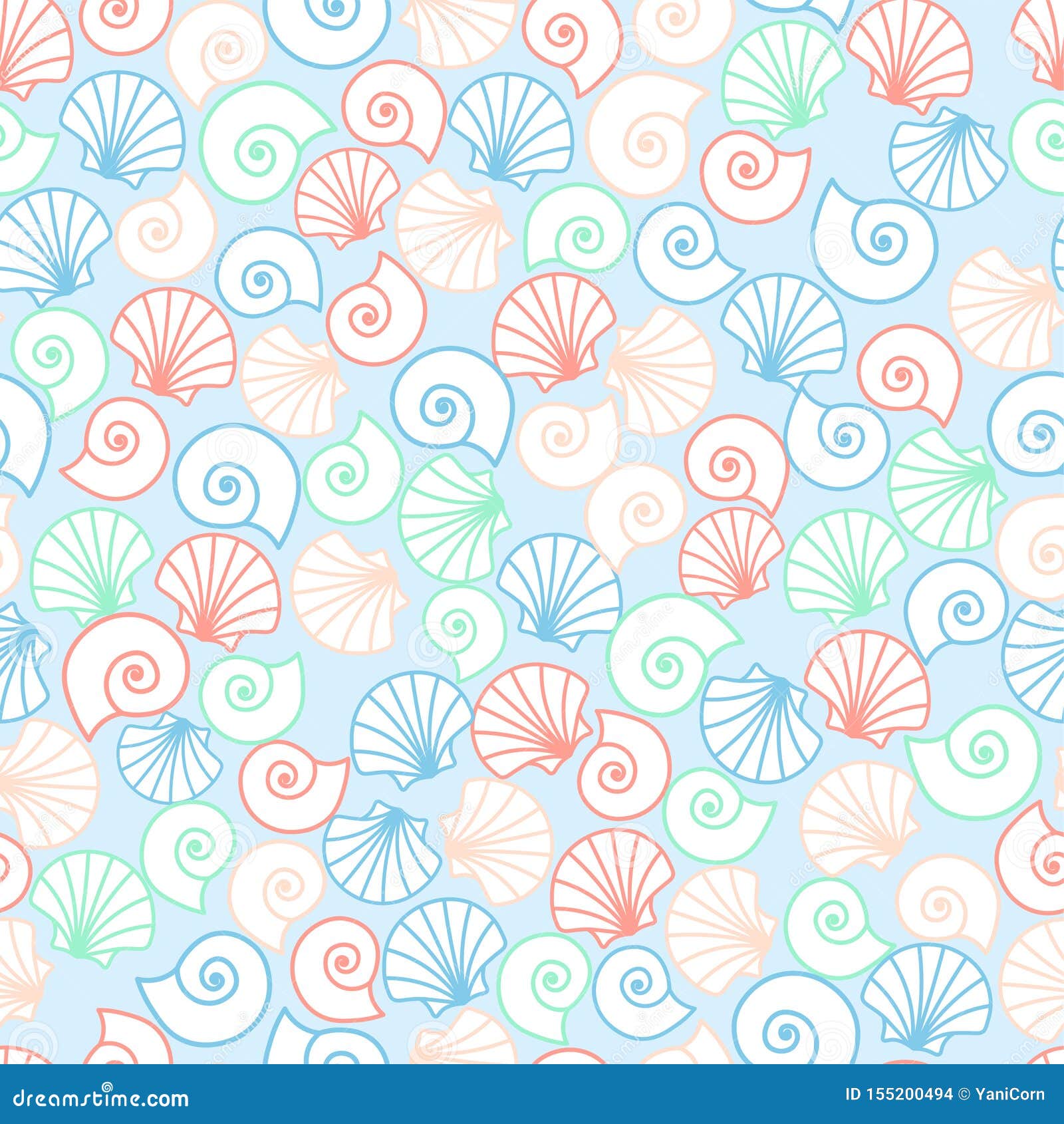 Sea Shell on Blue Background Seamless Pattern Stock Vector ...