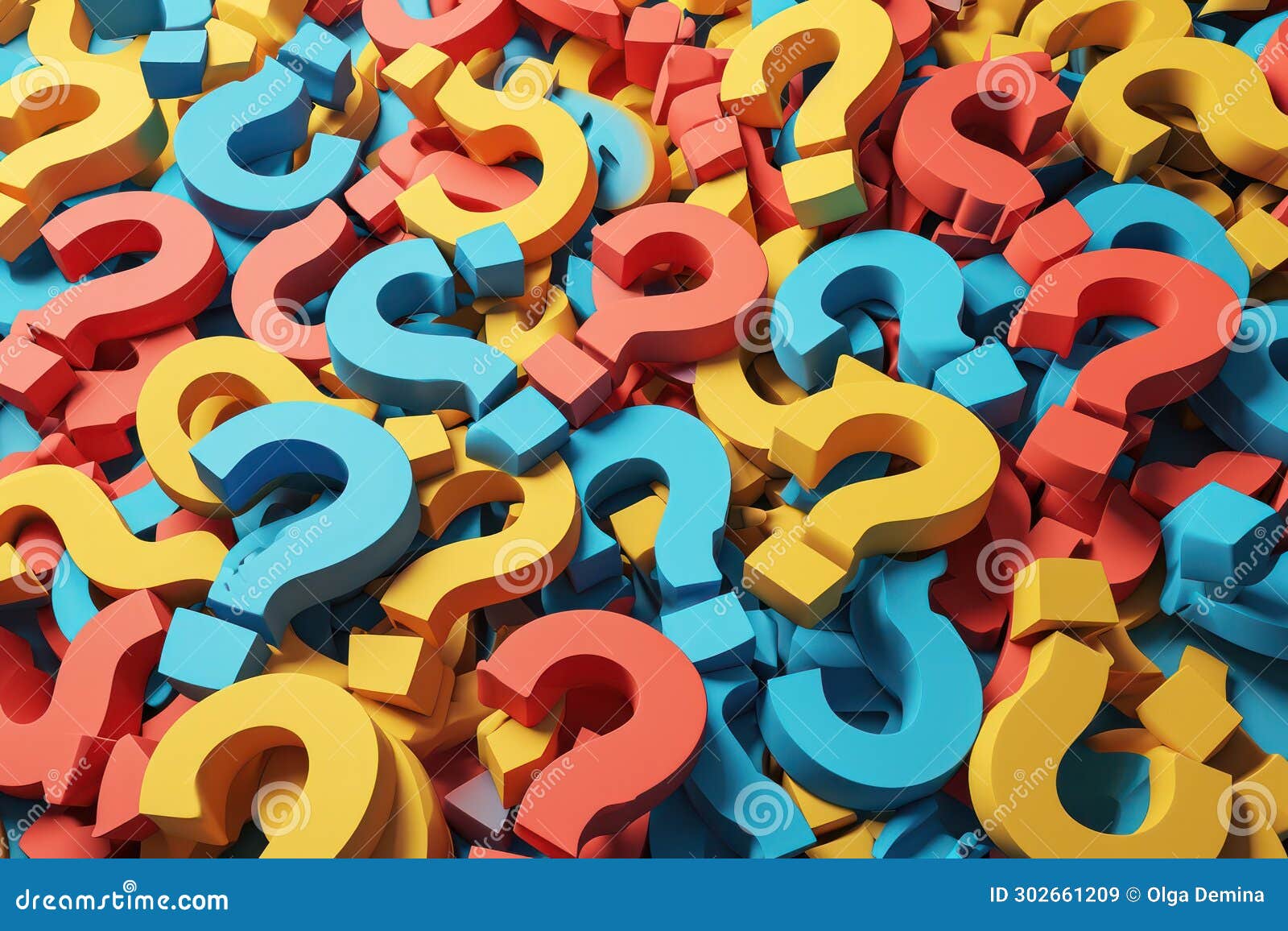 Sea of Colorful 3D Question Marks, Representing a Multitude of Thoughts ...