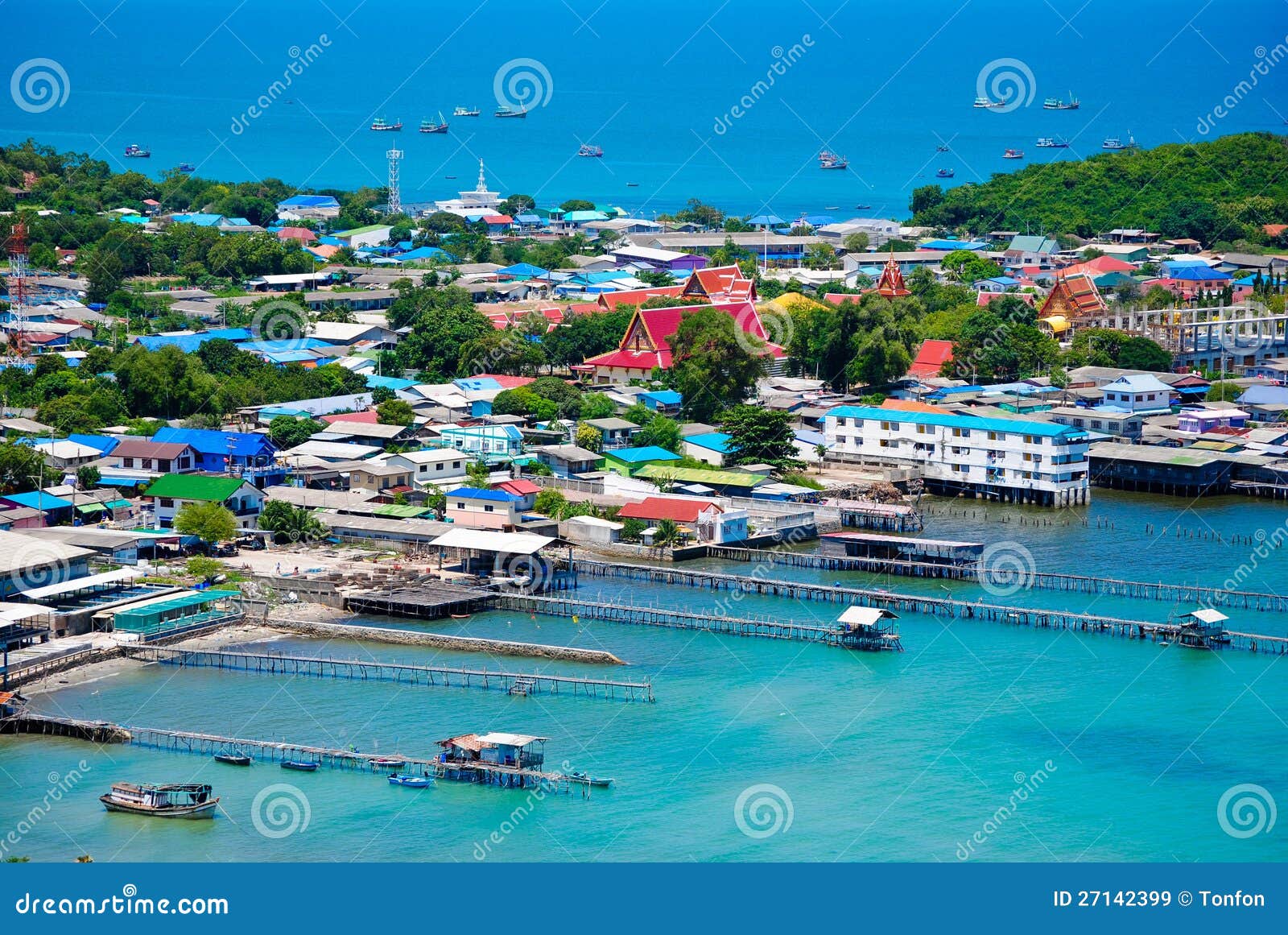 Sea and communities stock image. Image of aerial, horizon - 27142399