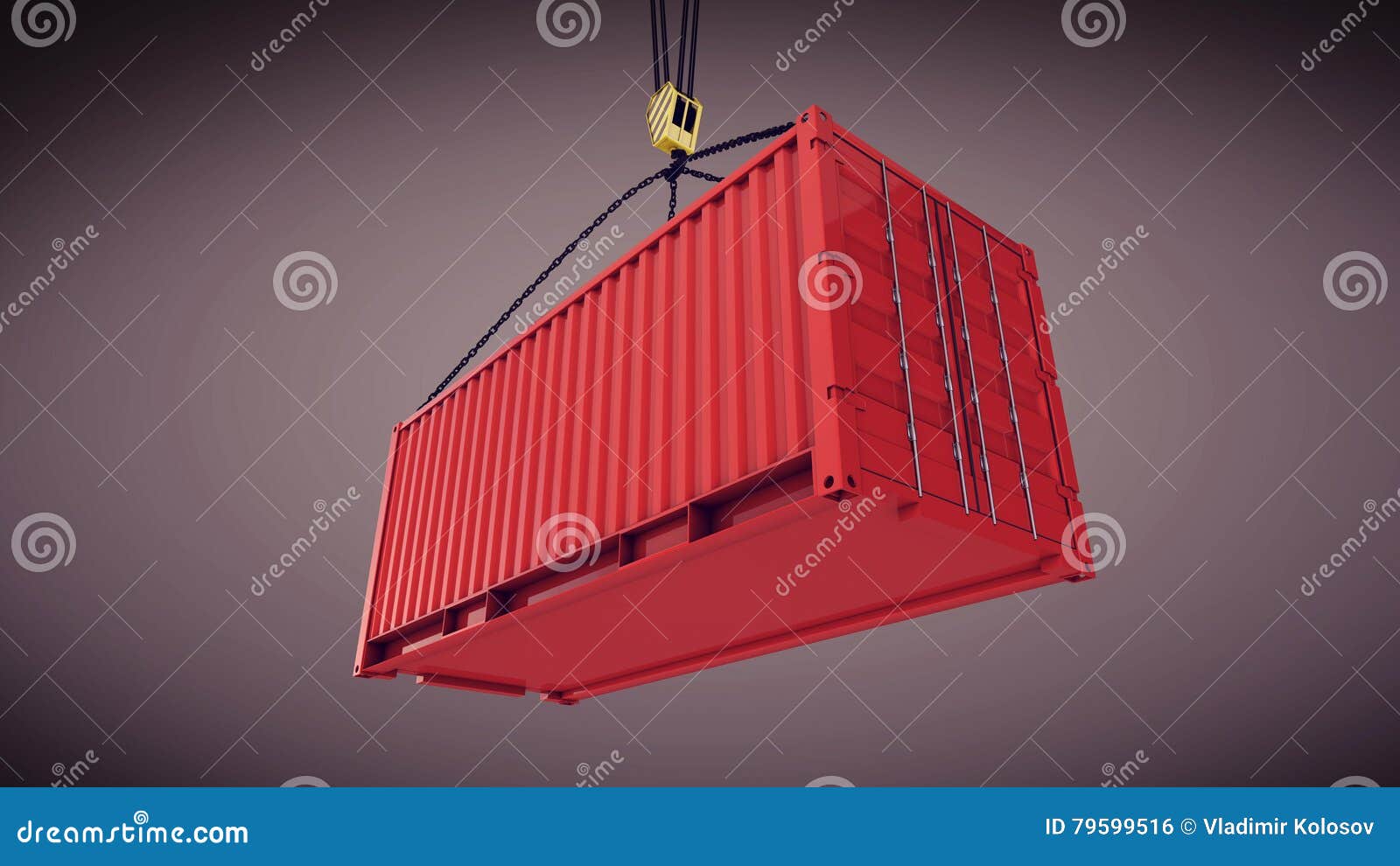 Sea Container Lifted With Crane Hooks Royalty-Free Stock Photography ...