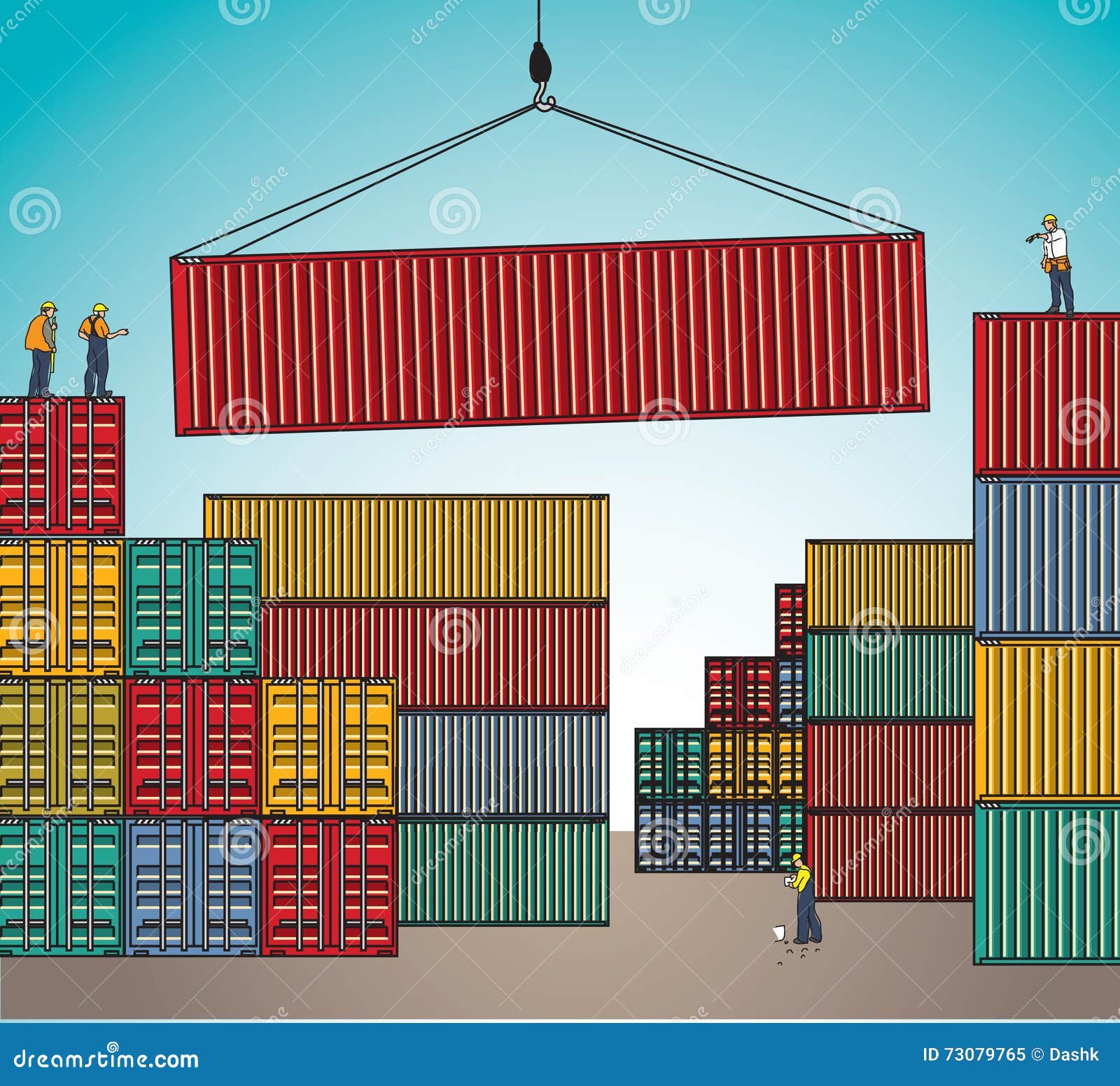 Loading Cargo On The Plane In Airport Vector Illustration ...