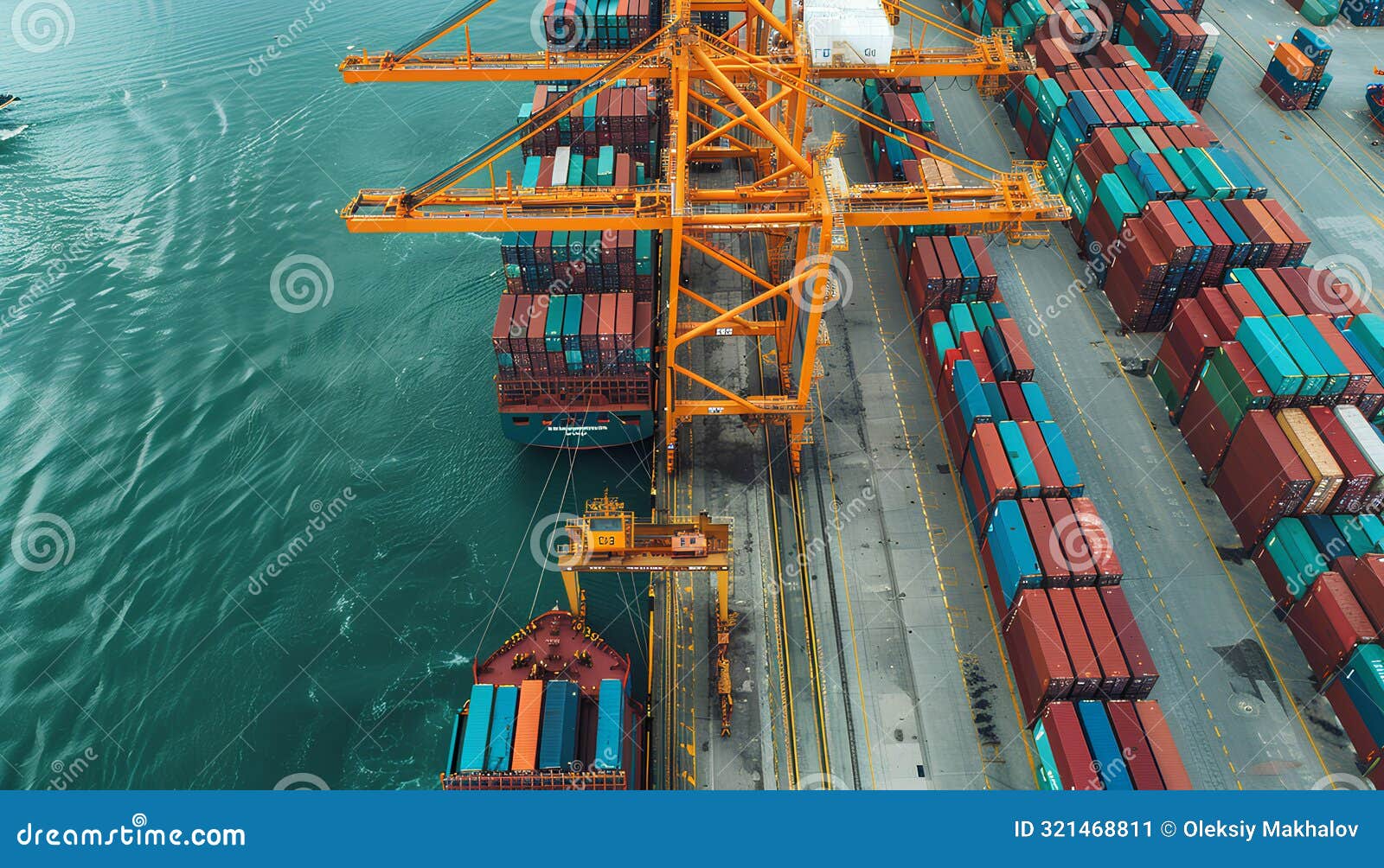 Sea Container Ship in Fog in the Port Stock Illustration - Illustration ...