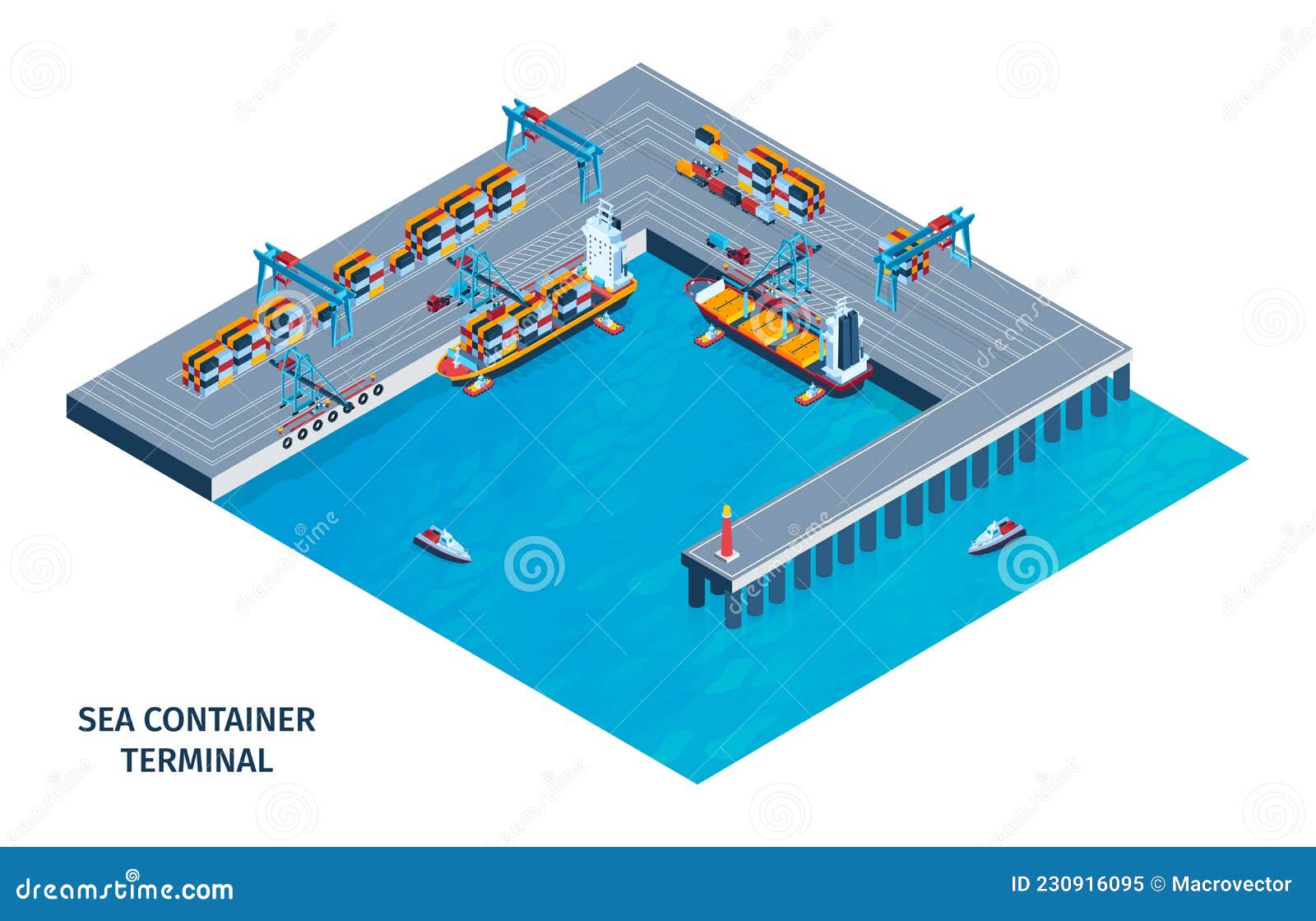 Sea Container Terminal Isometric Illustration Stock Vector ...