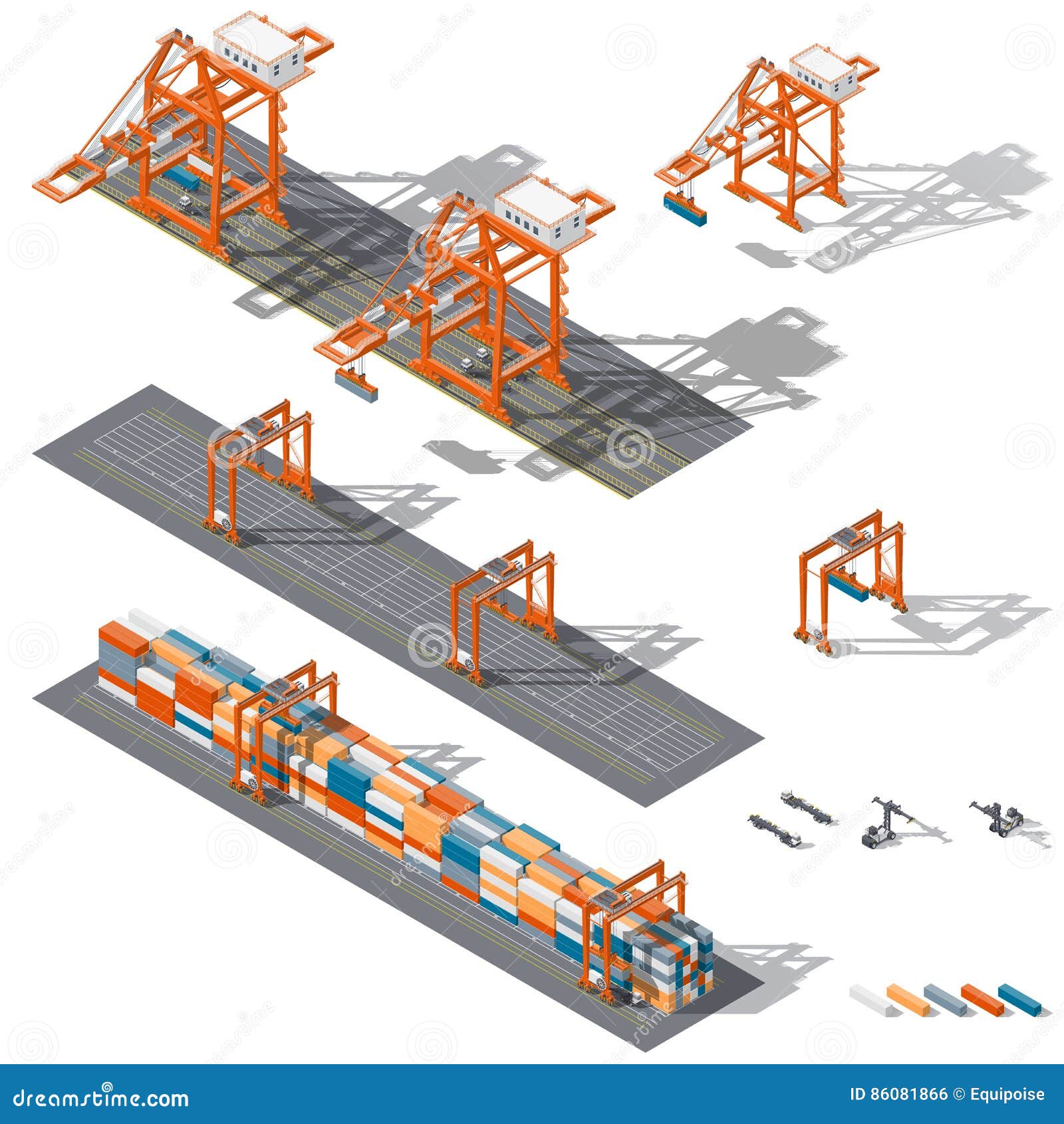 Sea Container Terminal Isometric Infographics Vector Illustration ...