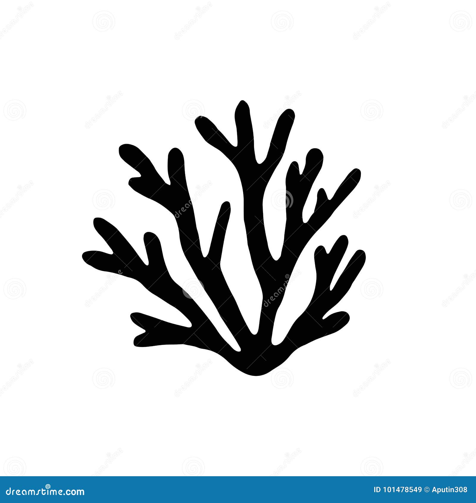 Sea Coral Silhouette Vector Black. Isolated Stock Vector - Illustration ...