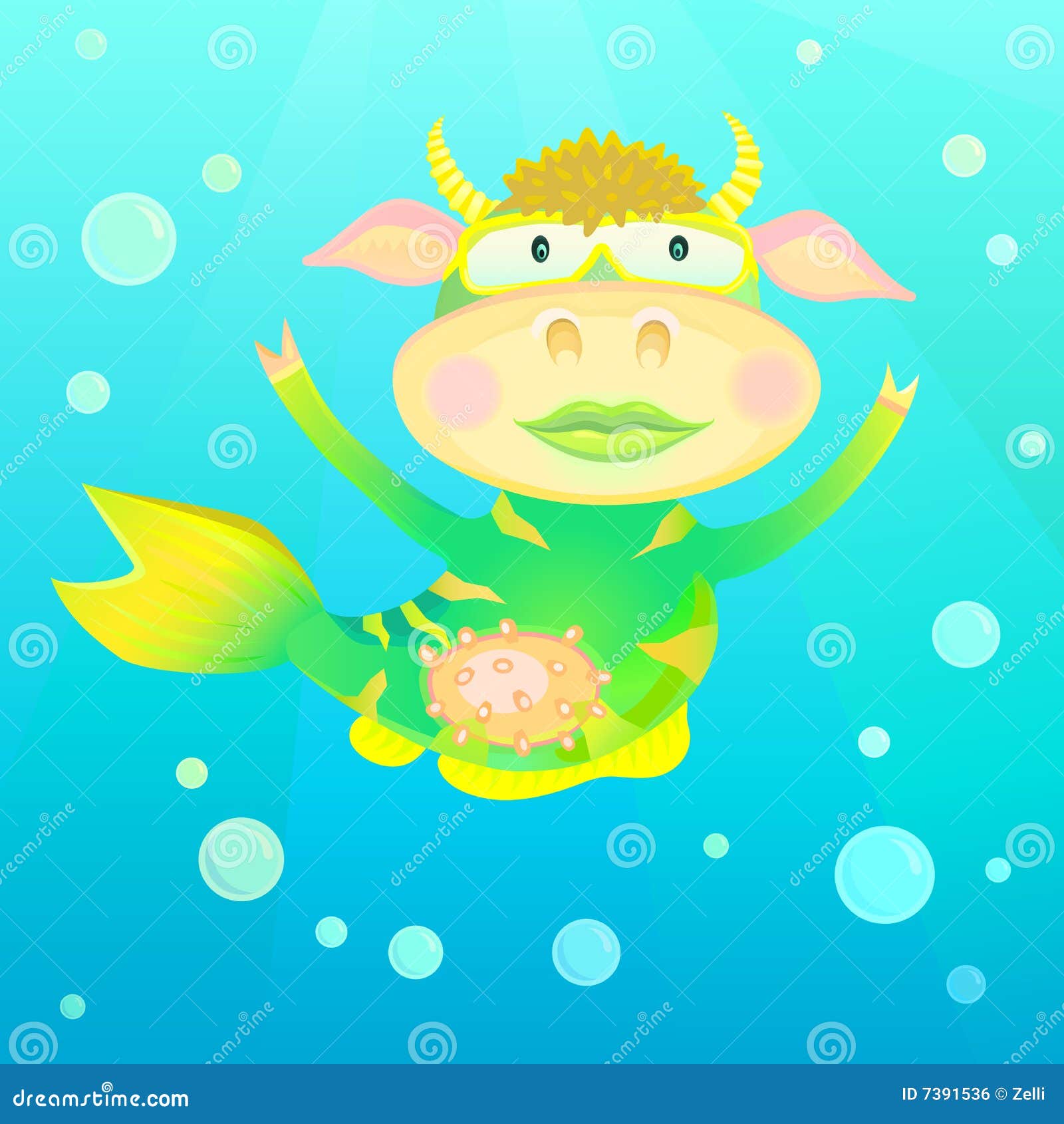 Sea cow stock vector. Illustration of mermaid, animals - 7391536