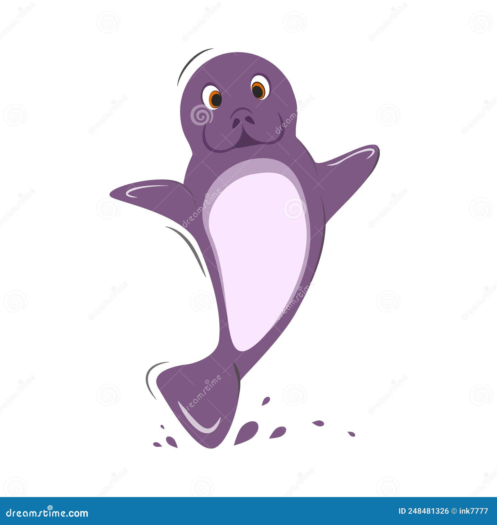 Sea ??cows Swim In The Water. Baby Sea Cow And Mother. Trichechus ...