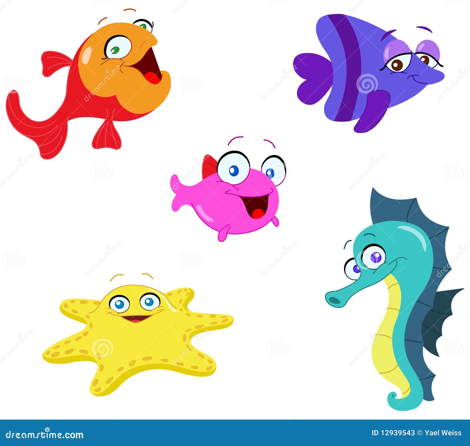 Sea creatures stock vector. Illustration of happy, smile - 12939543
